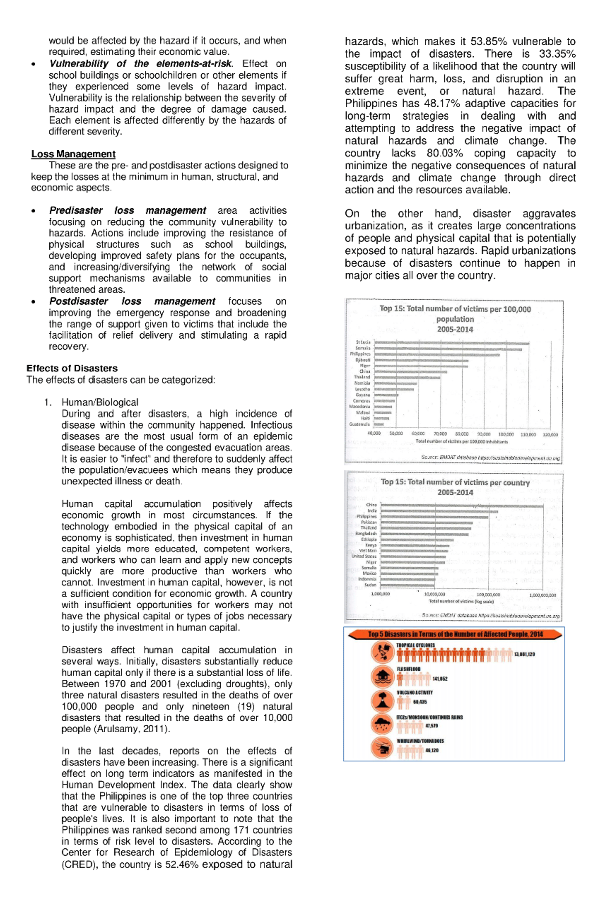 disaster risk reduction notes - Disaster Readiness and Risk Reduction ...