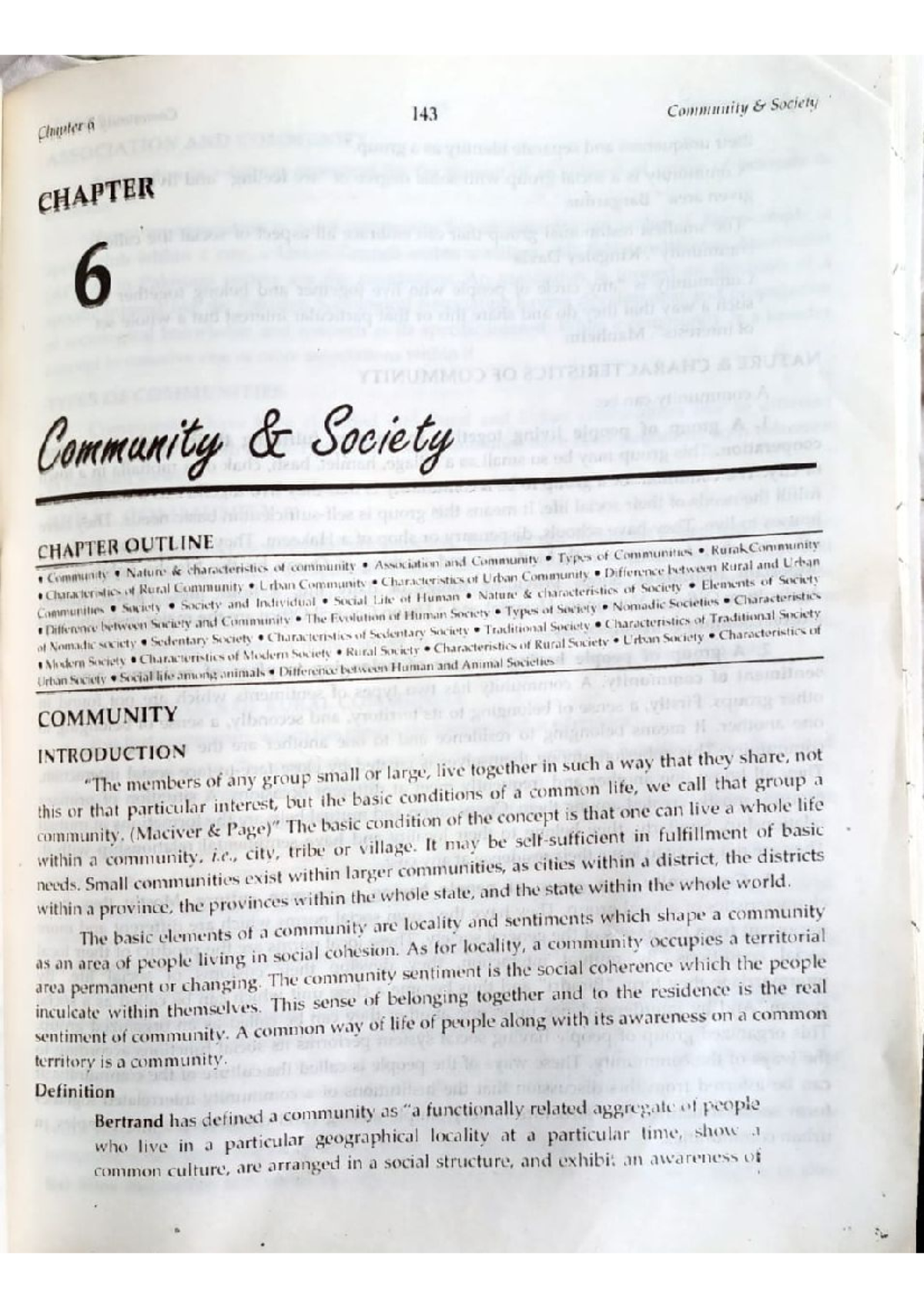 Community and society - 143 Community Society Chapter 6 CHAPTER 6 ...