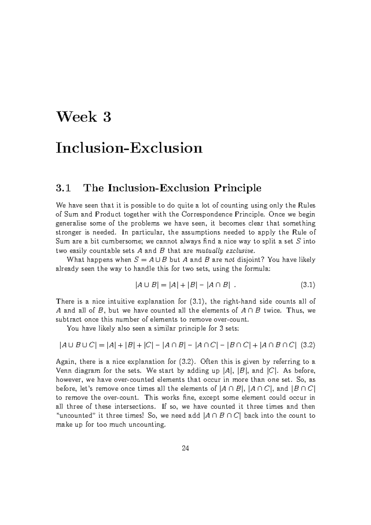 MTH6109 2017-2018 Lecture Notes Week 3 - Week 3 Inclusion-Exclusion 3 ...