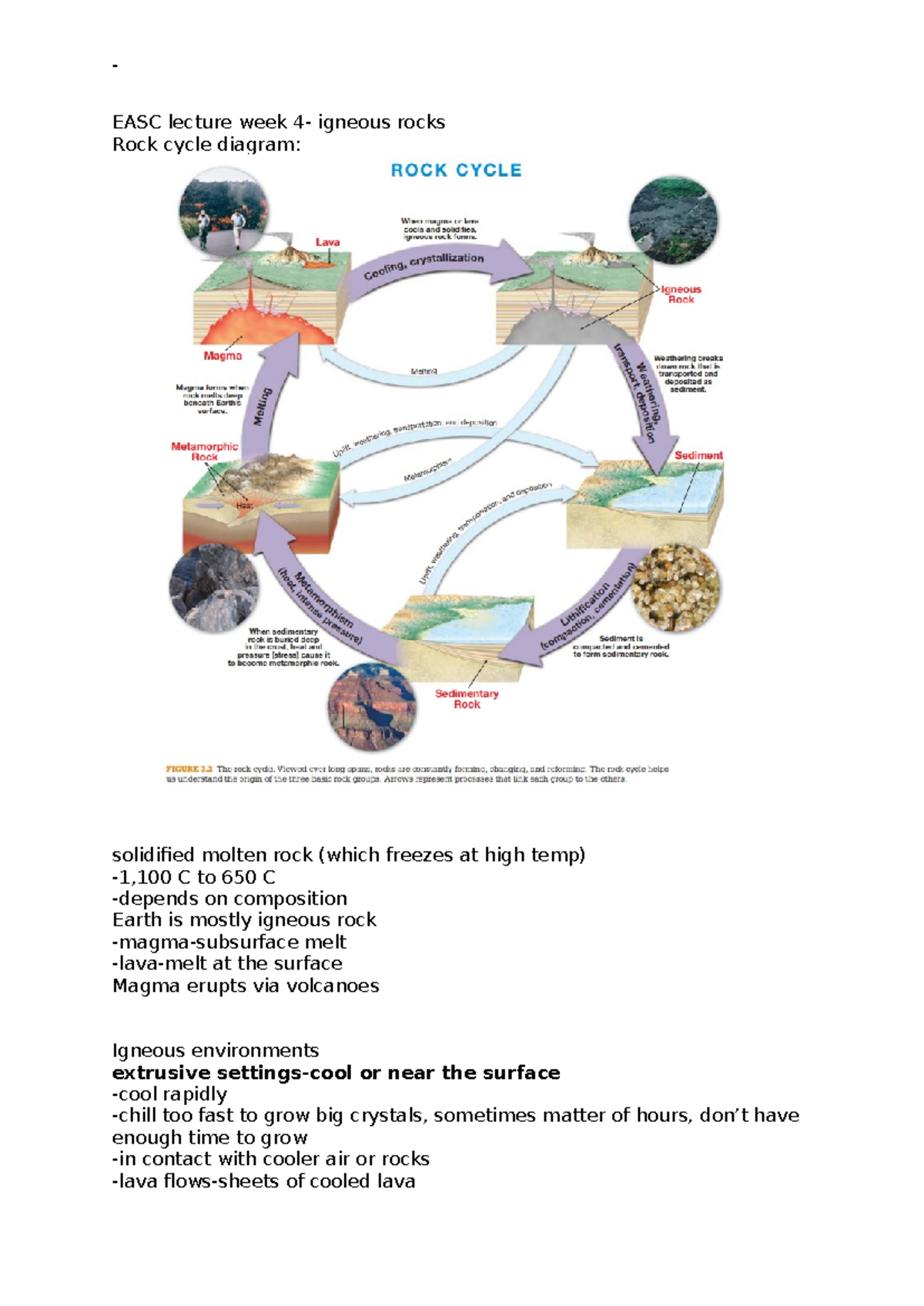 EASC igneous rocks week 4 - EASC lecture week 4- igneous rocks Rock ...