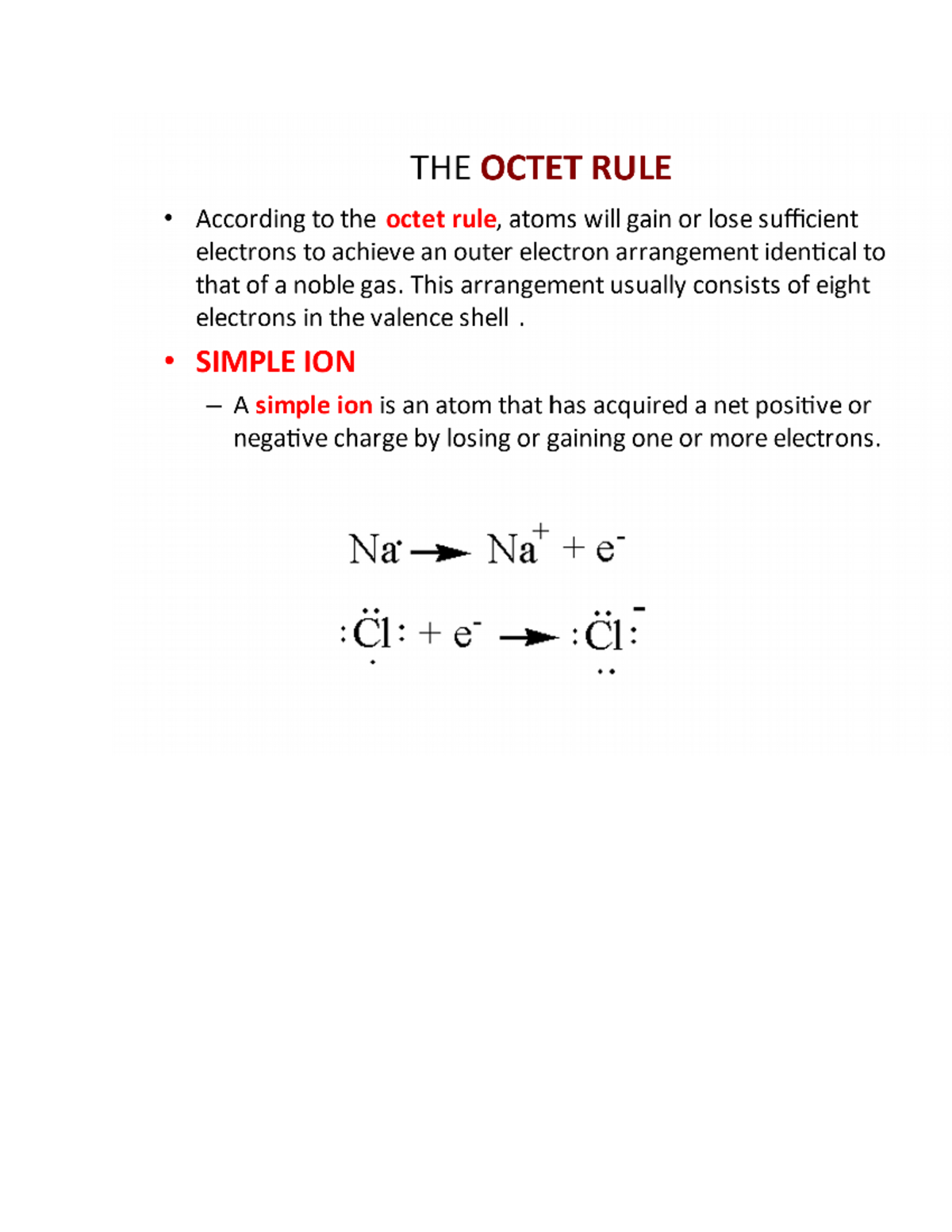 Chapter 5-THE Octet RULE - CHM 1020C - Studocu