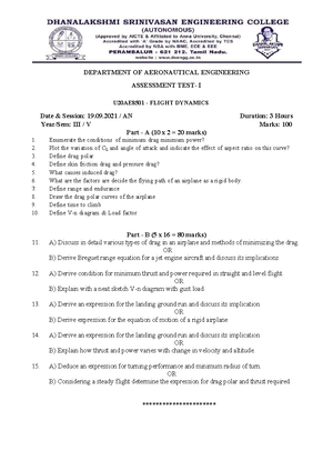 Flight dynamics (Part-B) - DEPARTMENT OF AERONAUTICAL ENGINEERING ...