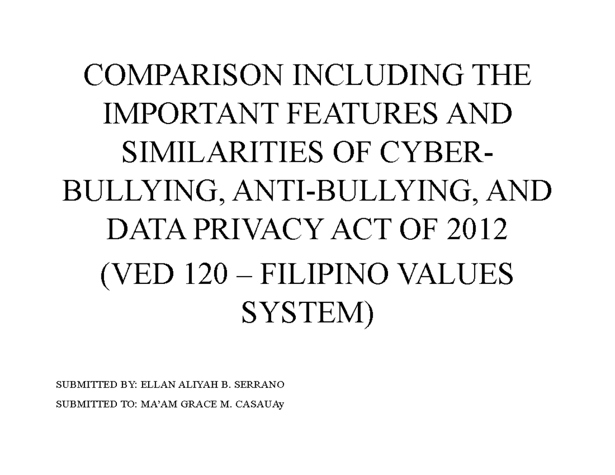 Comparison Including THE Important Features AND Similarities OF Cyber ...