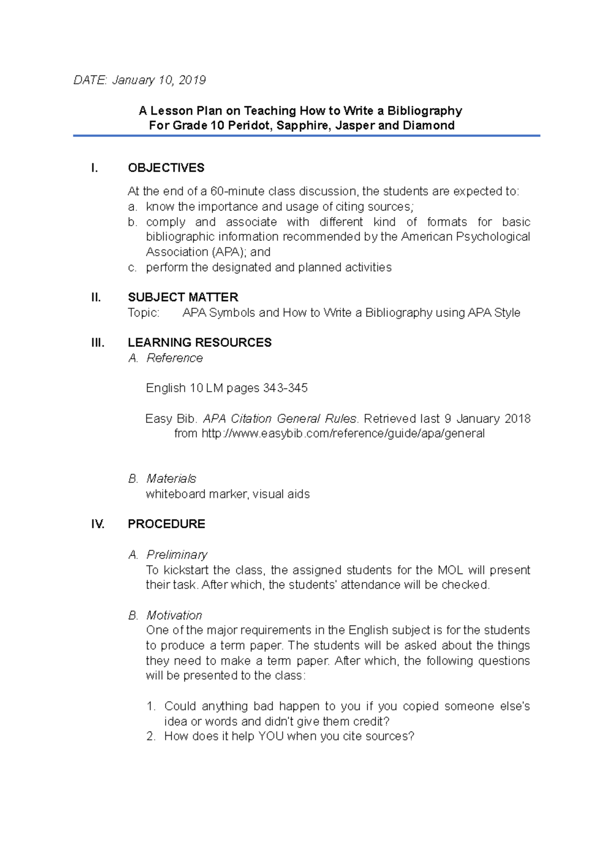 01-10-2019 How to Write a Bibliography - DATE: January 10, 2019 A ...