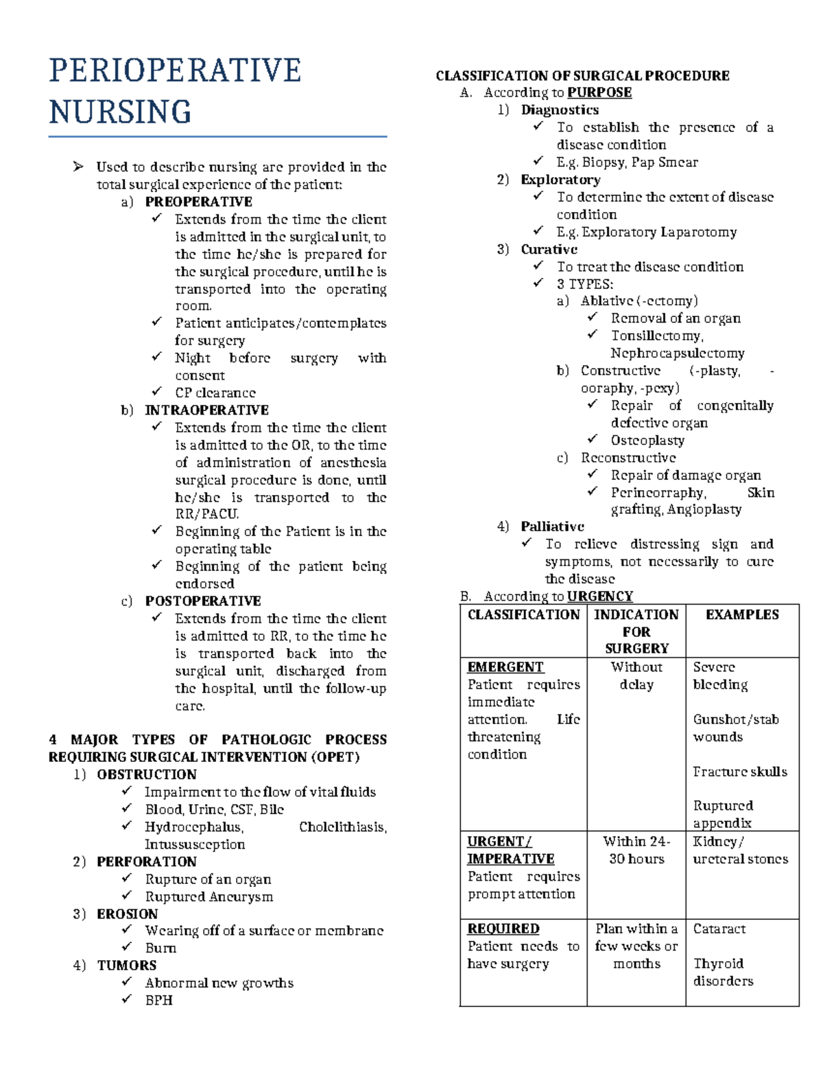 Perioperative- Nursing-1 - PERIOPERATIVE NURSING Used to describe nursing are provided in the ...