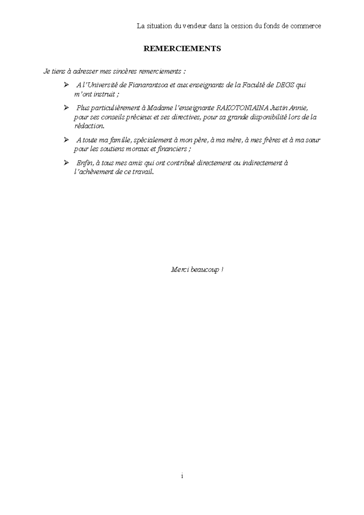 la situation du vendeur dans la cession du fonds de commerce ...