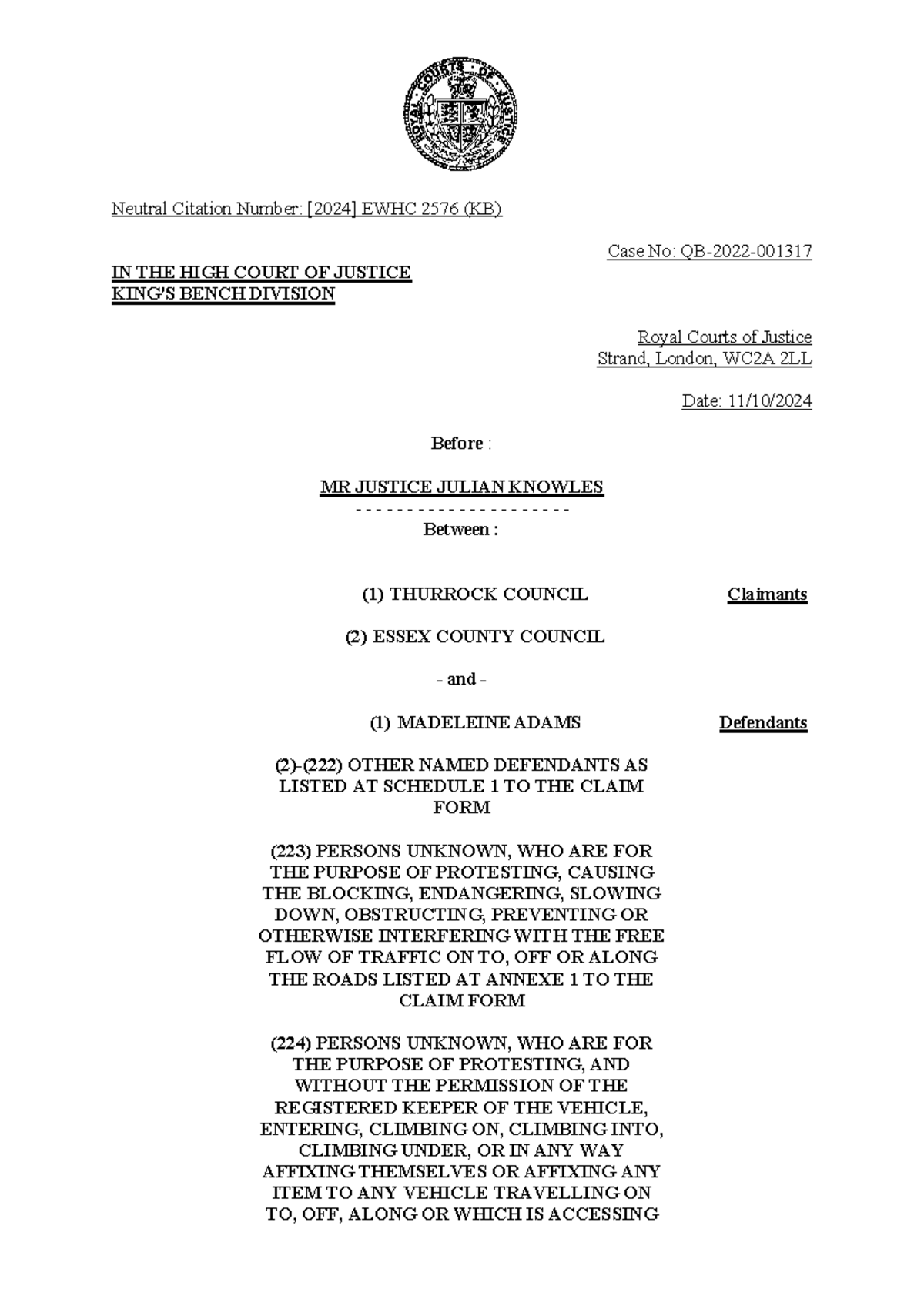 Ewhc kb 2024 2576 - ewhc_kb_2024_2576.pdf - Neutral Citation Number ...