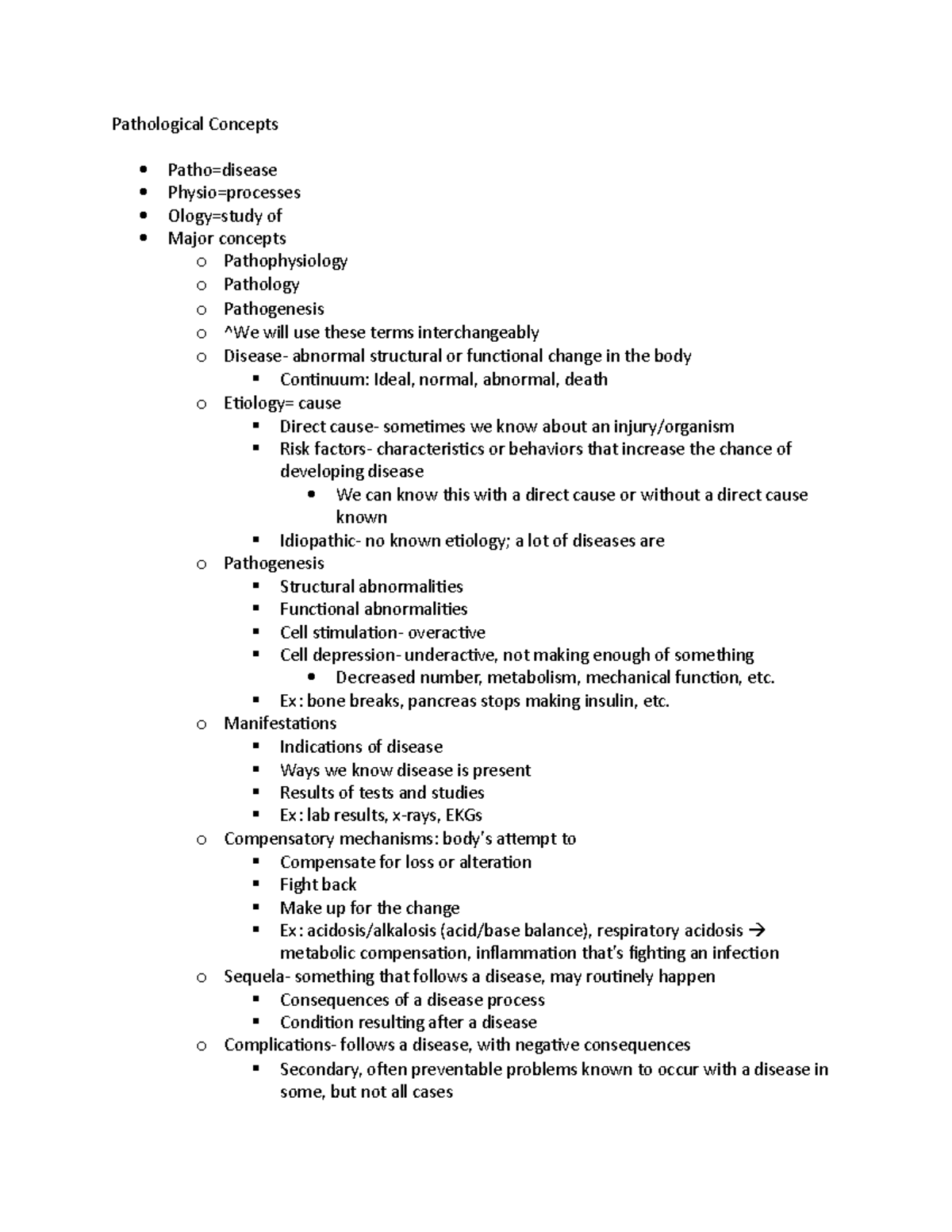 1 Pathological Concepts - Pathological Concepts Patho=disease Physio ...