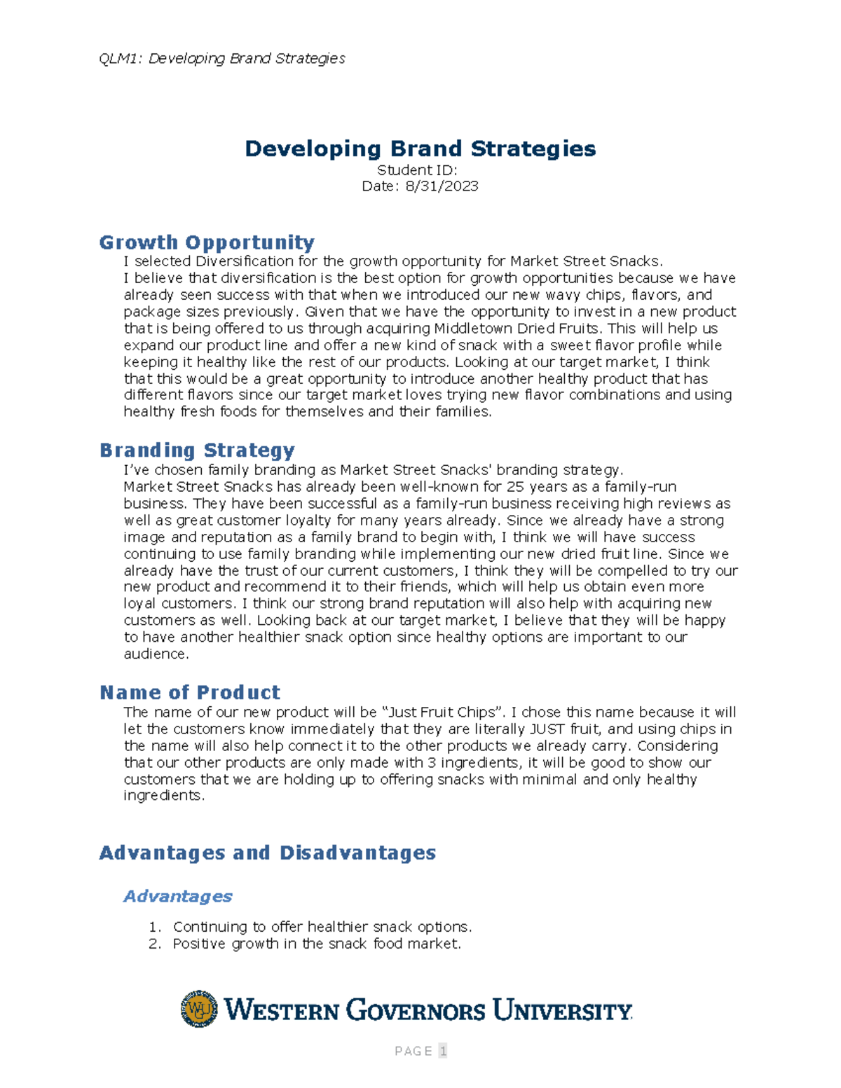 Developing Brand Strategies - QLM1: Developing Brand Strategies ...