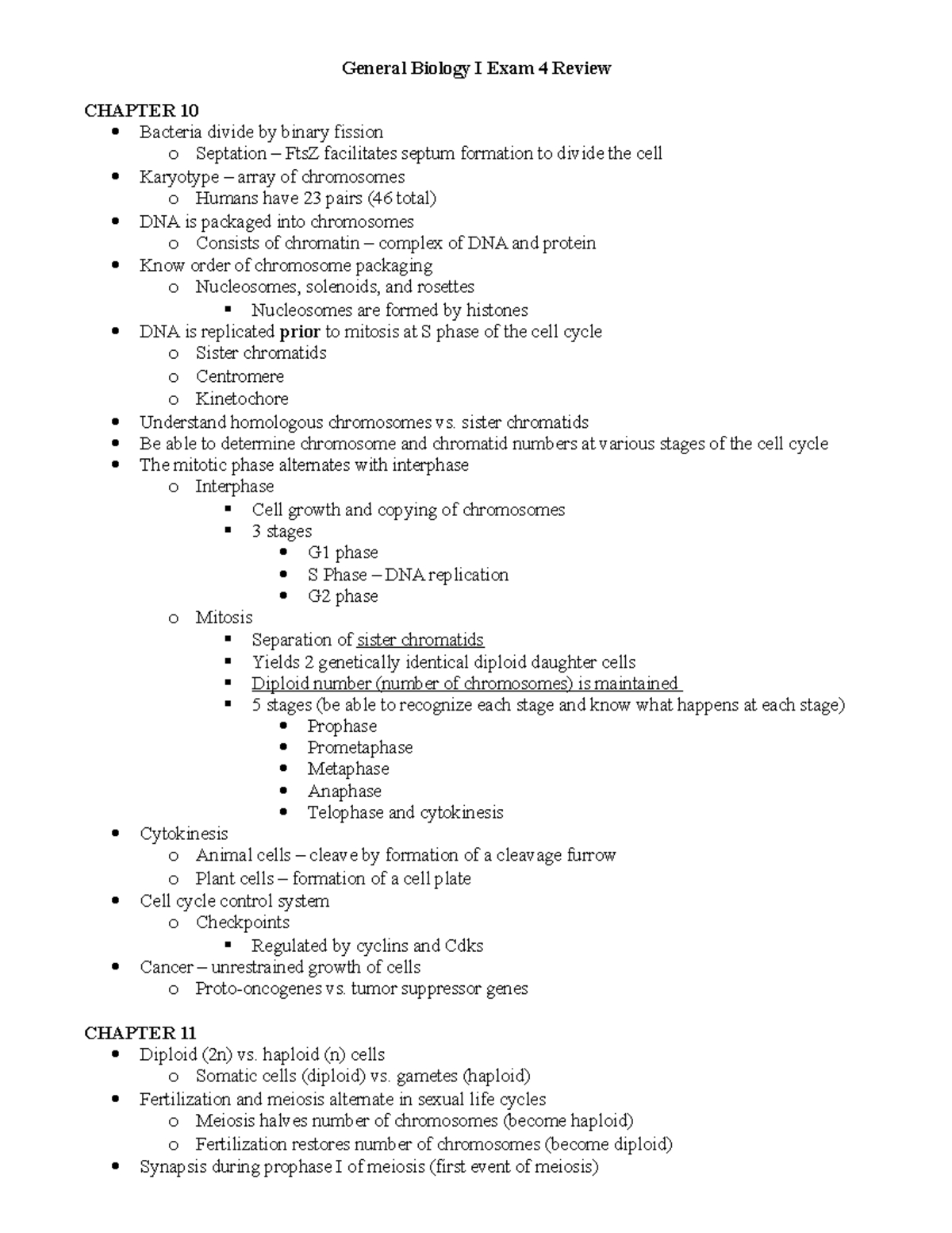 BIOL1402 exam 4 review outline - General Biology I Exam 4 Review ...