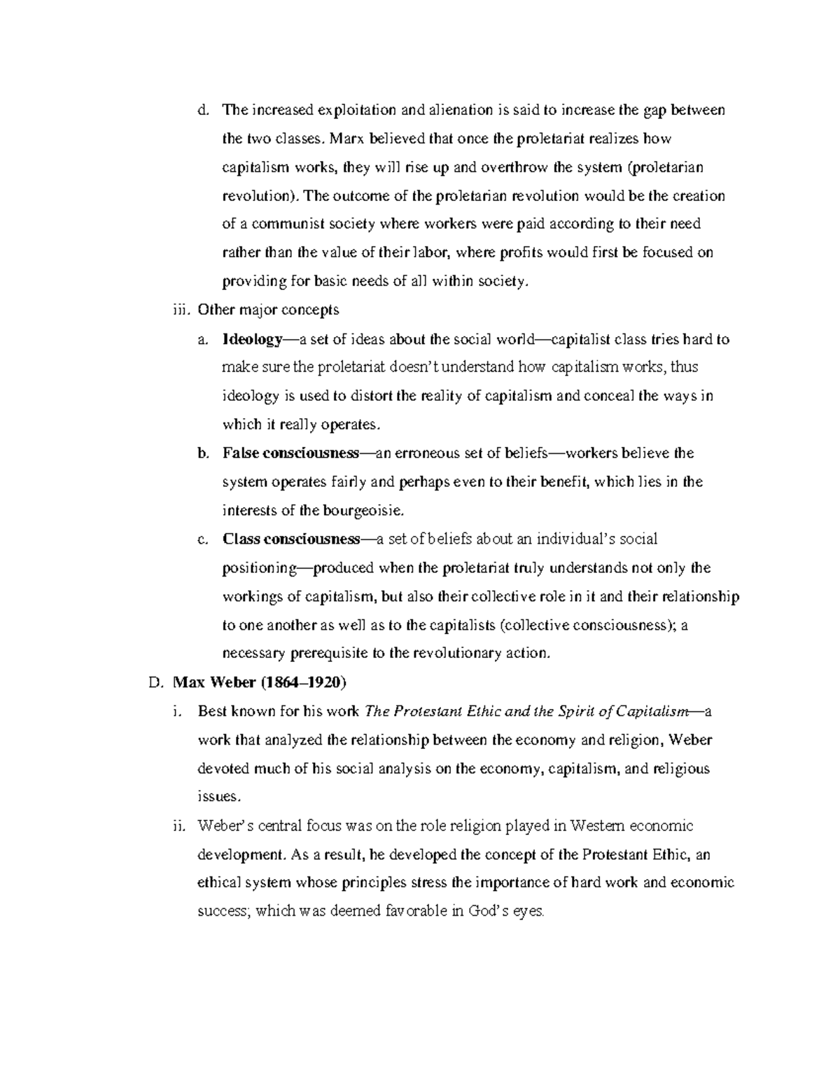 Week 2 notes 4 - d. The increased exploitation and alienation is said ...