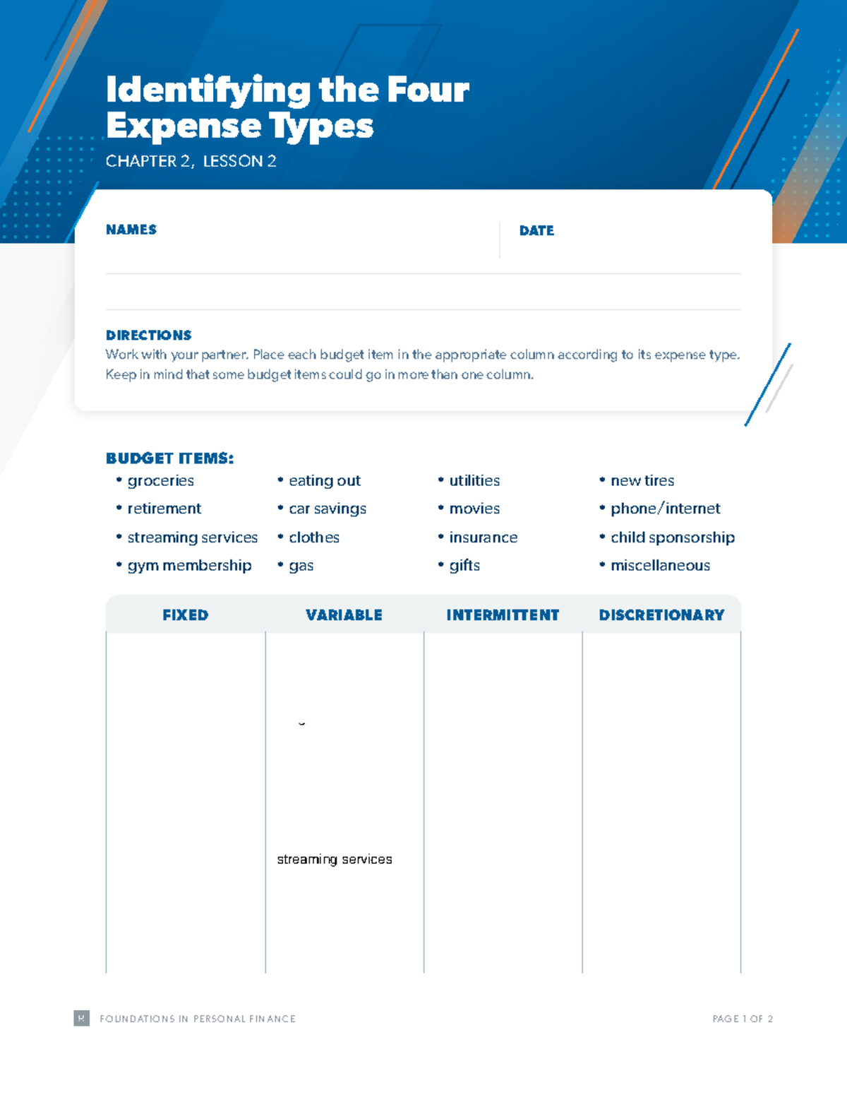 Kami Export - act-ch02-l02-english - PAG E 1 O F 2 Identifying the Four ...