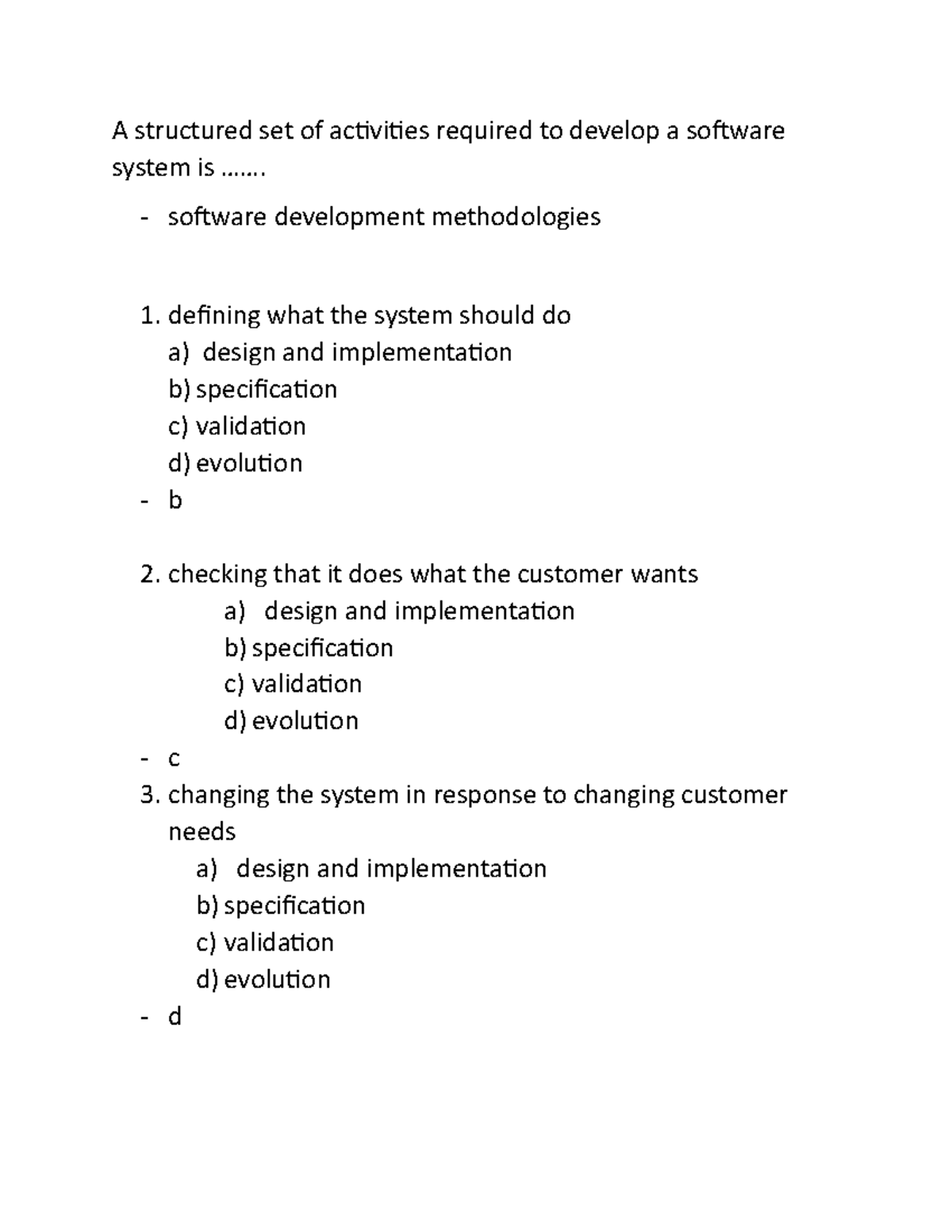 Questions - software engineering introduction notes - A structured set ...