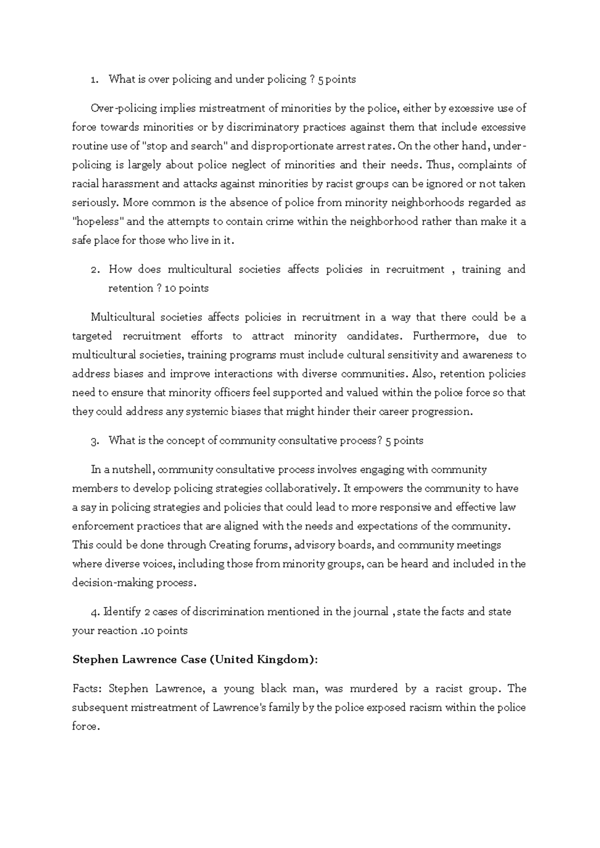 LEA 2N - REFLECTIONS - What is over policing and under policing? 5 ...