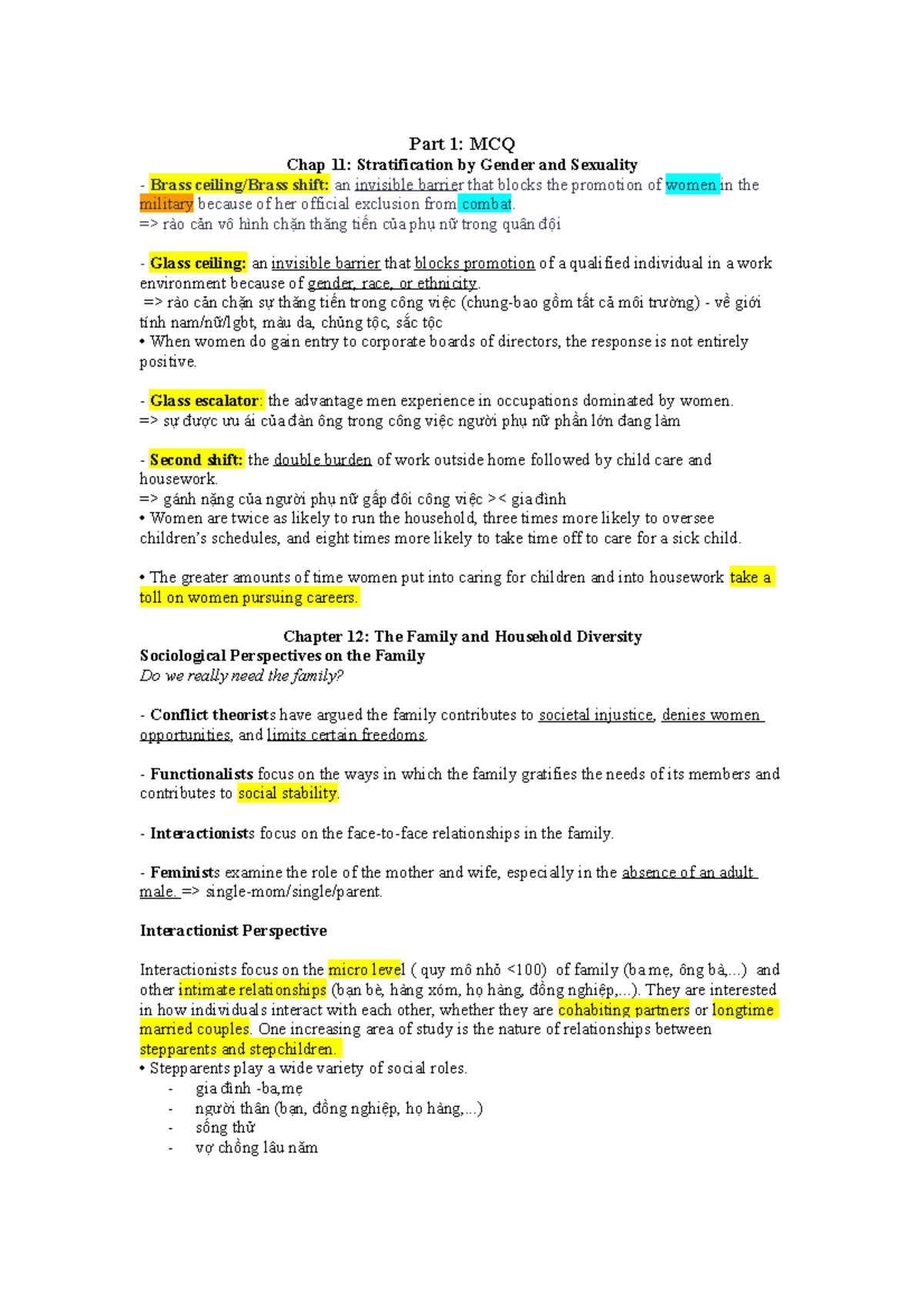 Socio-Final-Note - ádfghjklzxcvbnmqwertyuiop - Part 1: MCQ Chap 11: Stratification by Gender and ...