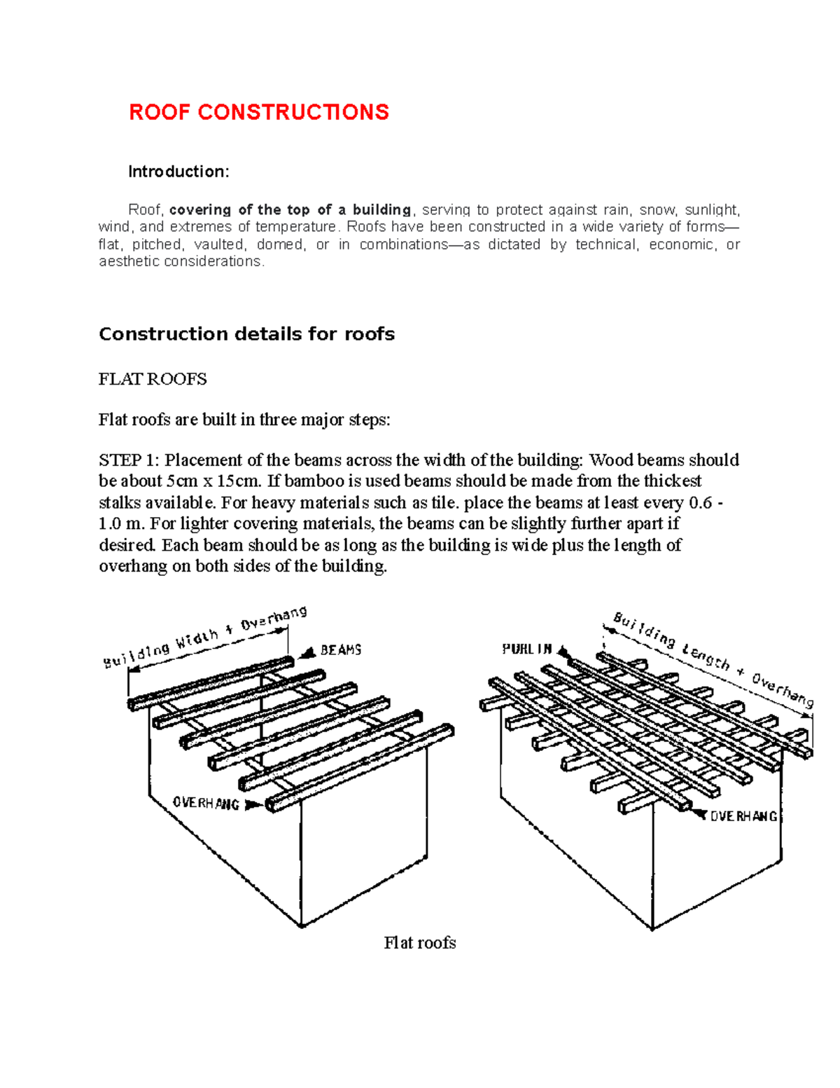 ROOF Constructions - ROOF CONSTRUCTIONS ####### Introduction: Roof ...
