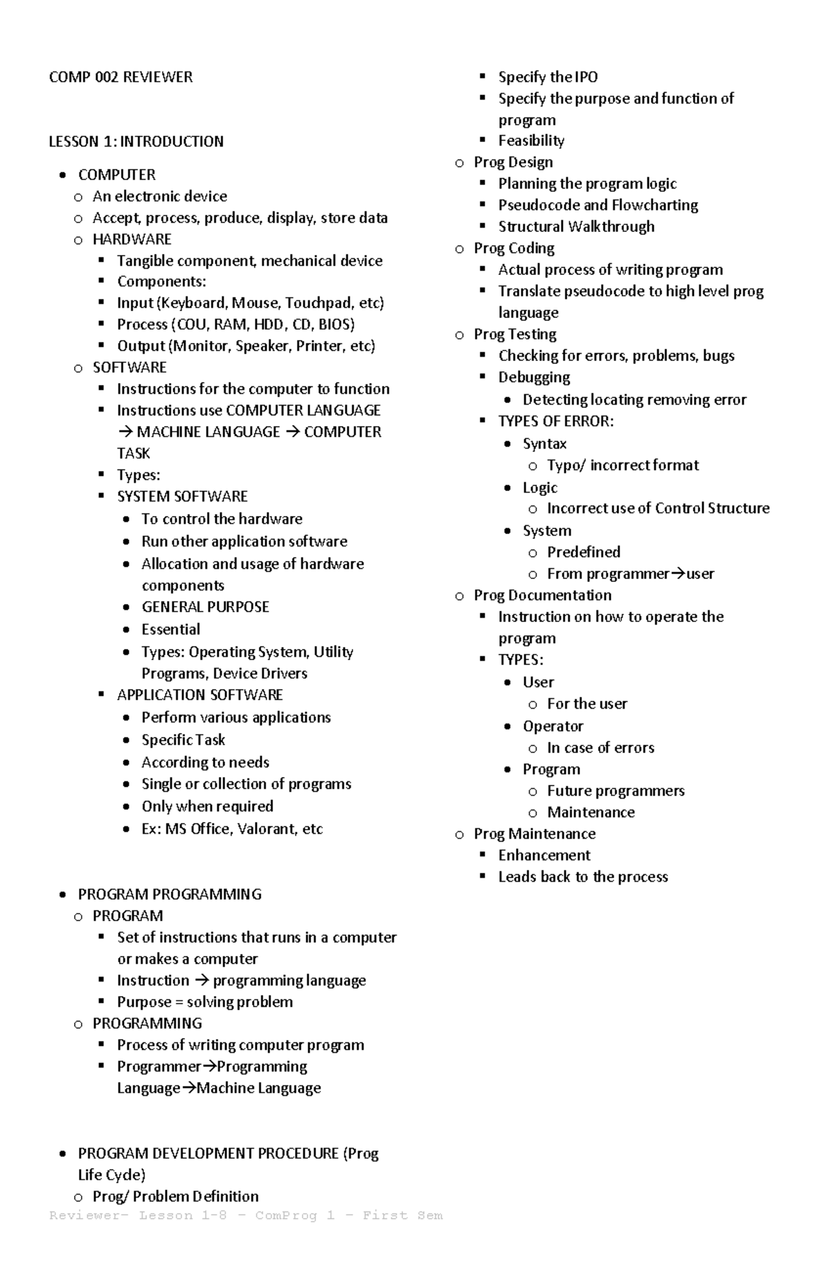 Programming 1 Reviewer C Programming Basics Keywords Flowcharts