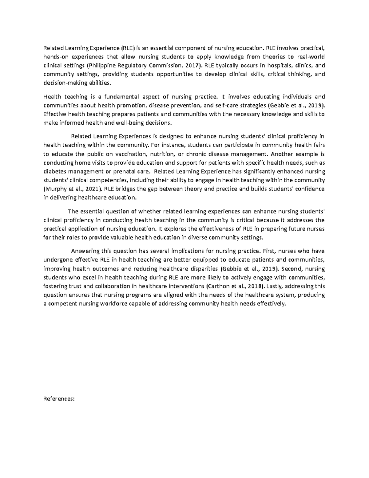 Related-Learning-Experience - Related Learning Experience (RLE) is an ...