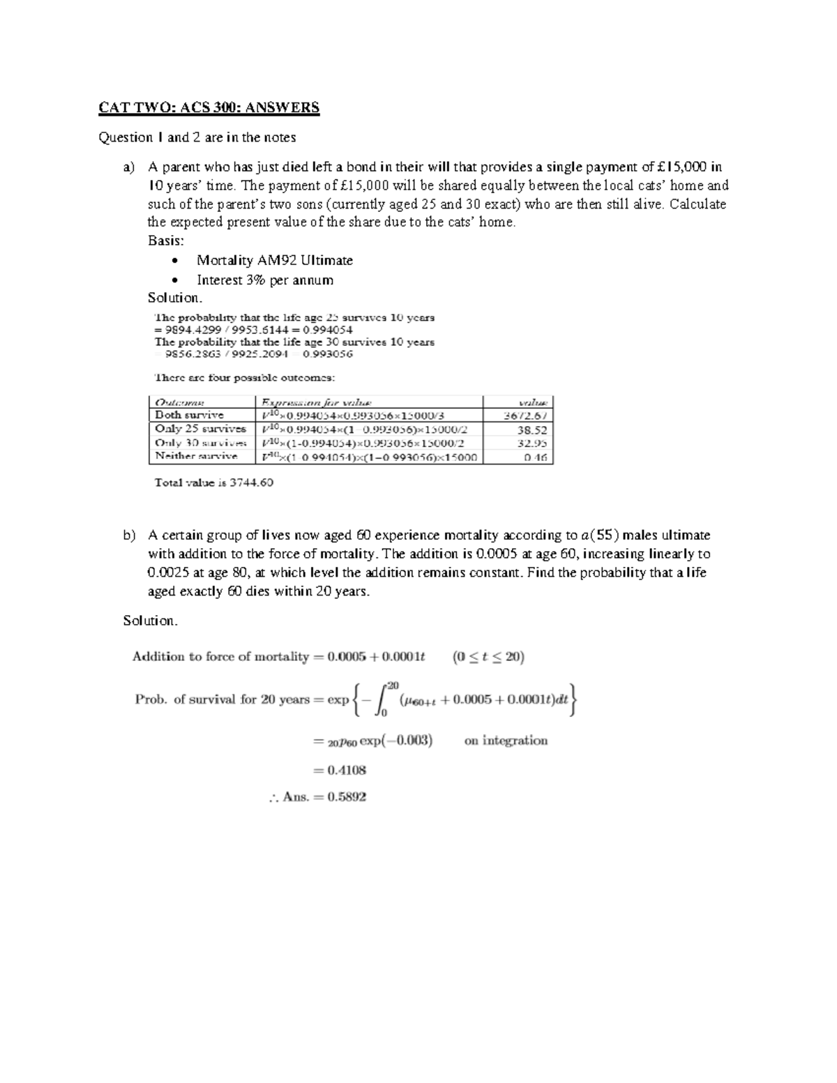 Acs 300 answers - CAT TWO: ACS 300: ANSWERS Question 1 and 2 are in the ...