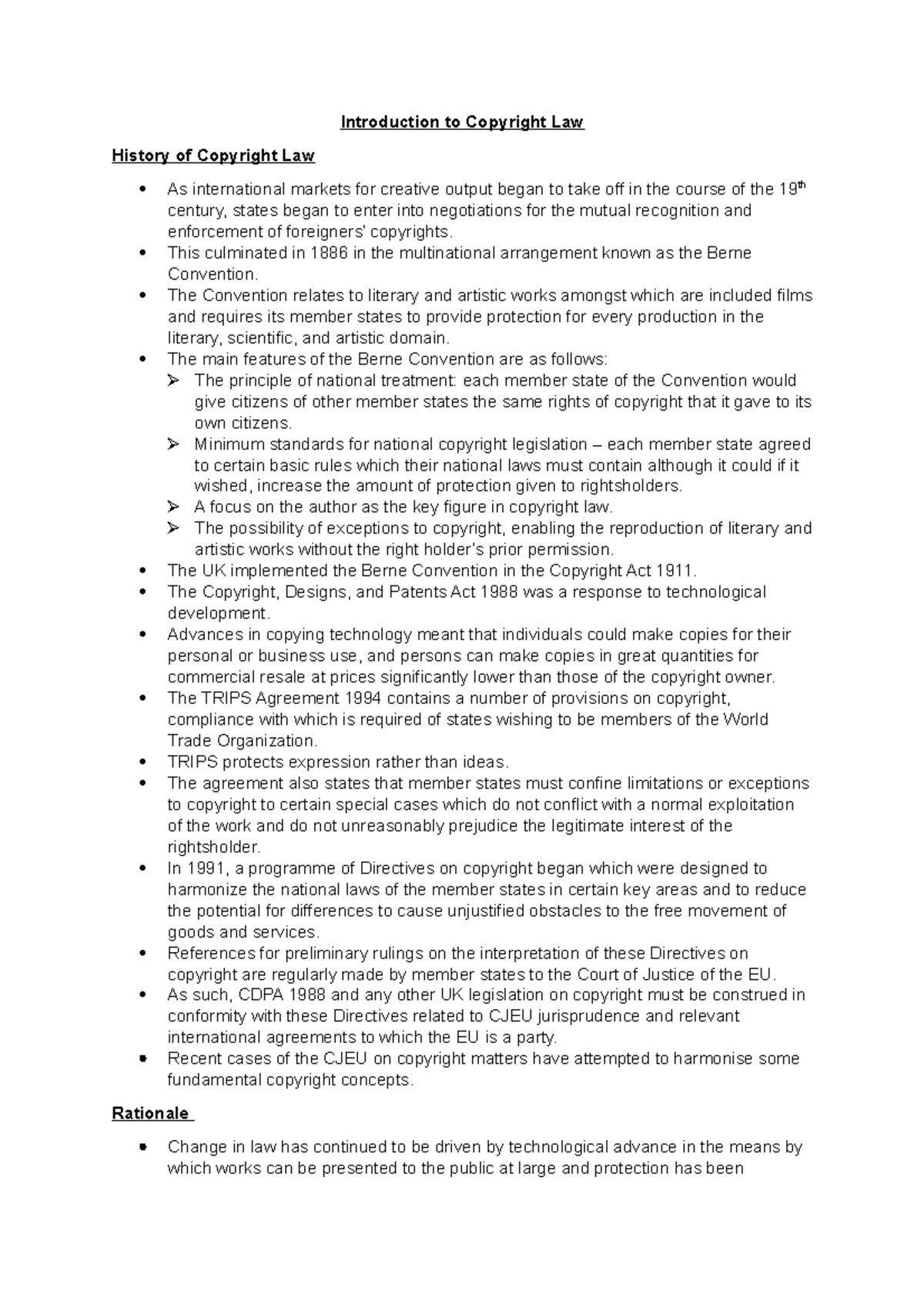 Introduction to Copyright Law - Introduction to Copyright Law History ...