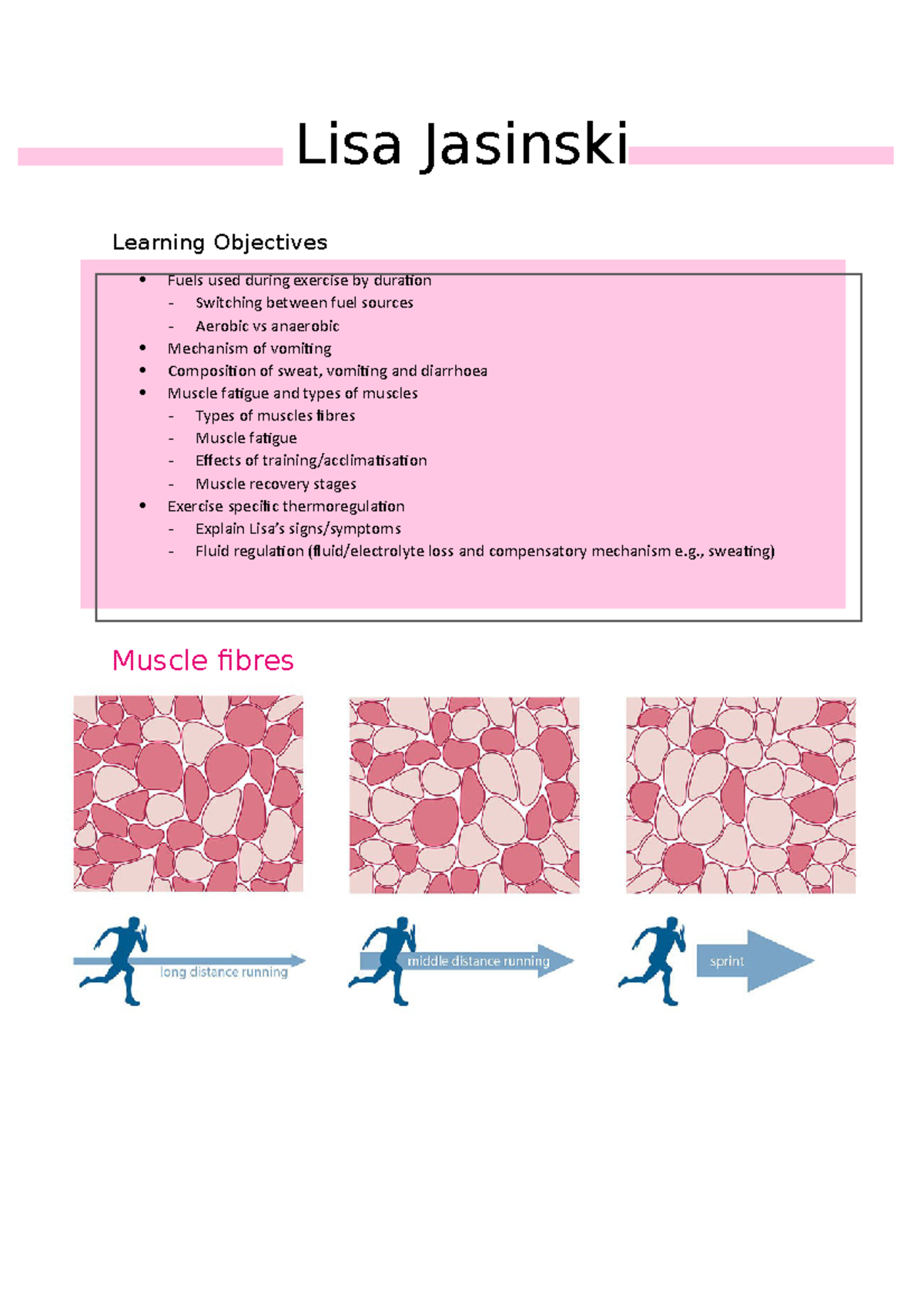 Lisa Jasinski - Notes on fatigue, energy sources during physical ...
