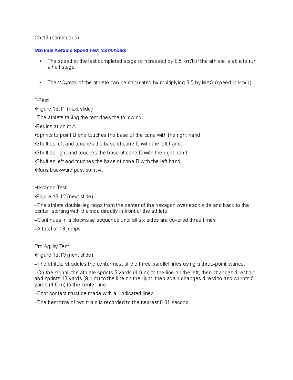 EXSC 400 pt12 notes* - Ch (continuous) Maximal Aerobic Speed Test ...