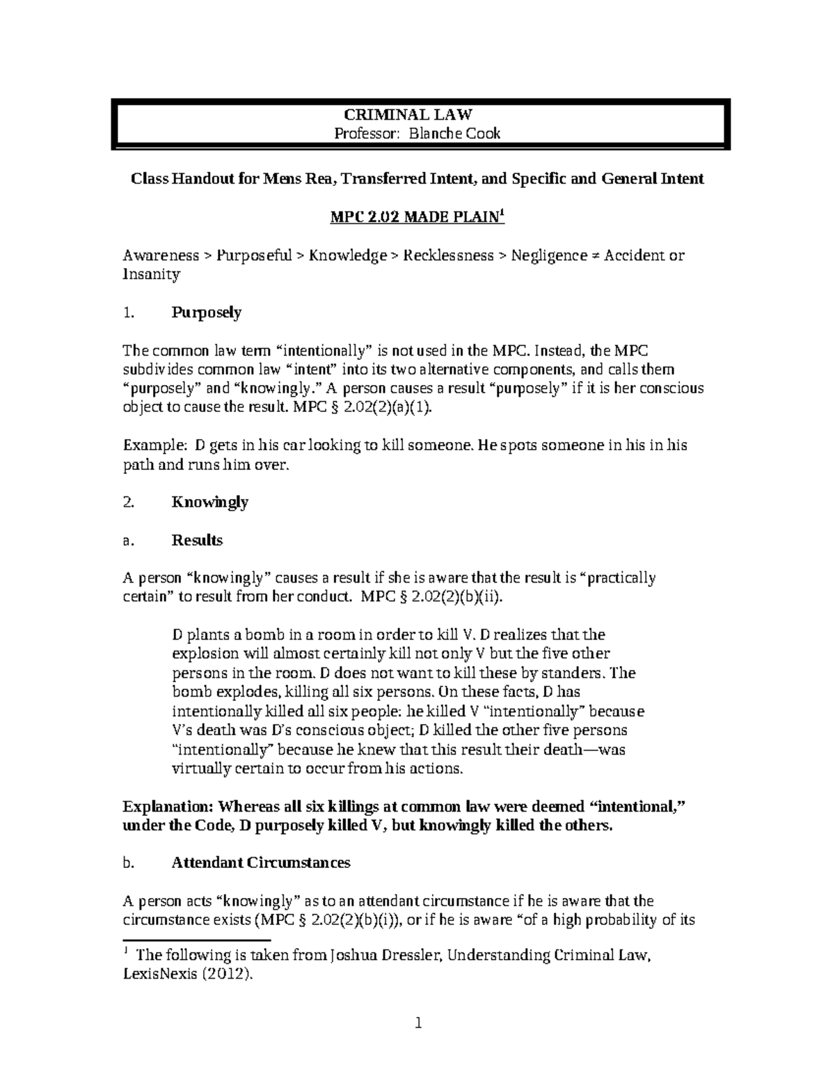 BIG MENS REA Handout - this a based on a topic I did in Ev Reading ...