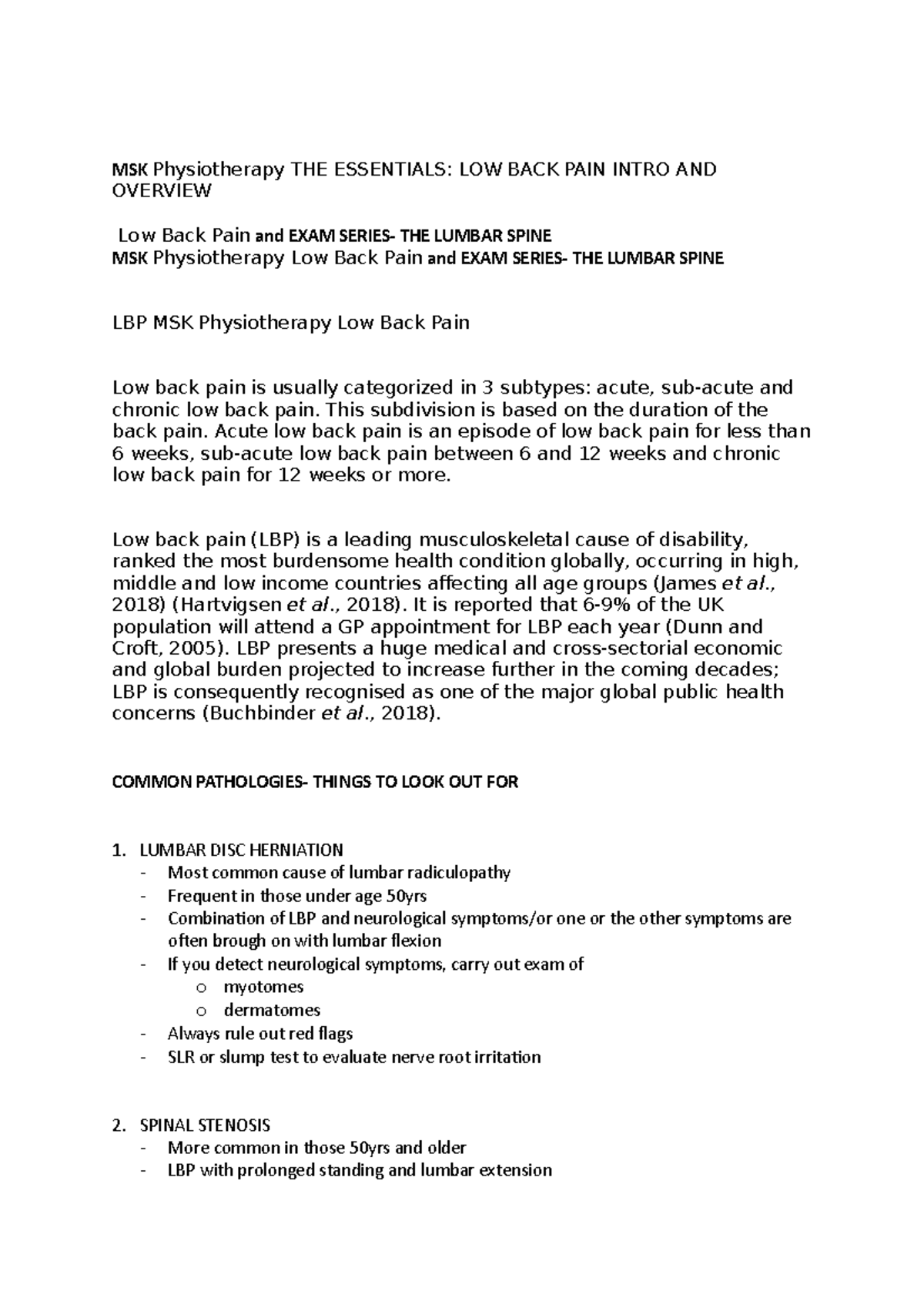 MSK Physiotherapy THE Essentials- LOW BACK PAIN Intro AND Overview ...