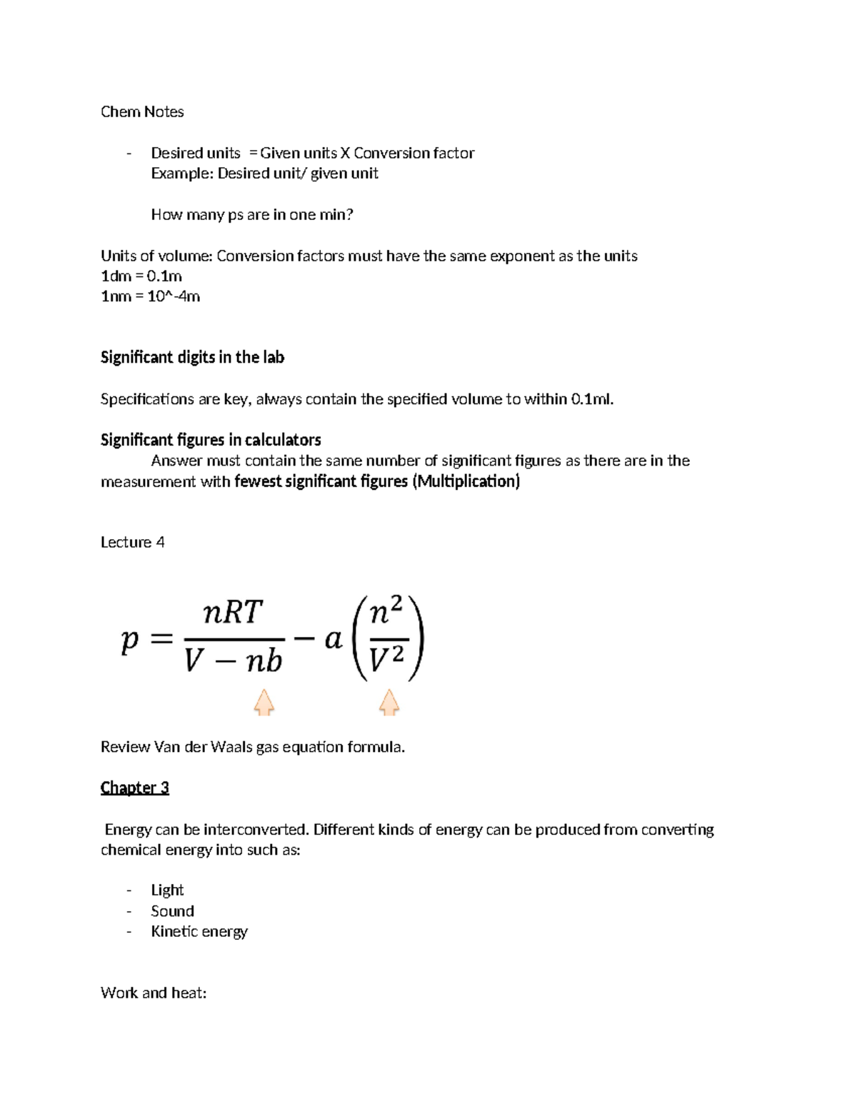 Chem Notes - Significant figures in calculators Answer must contain the ...