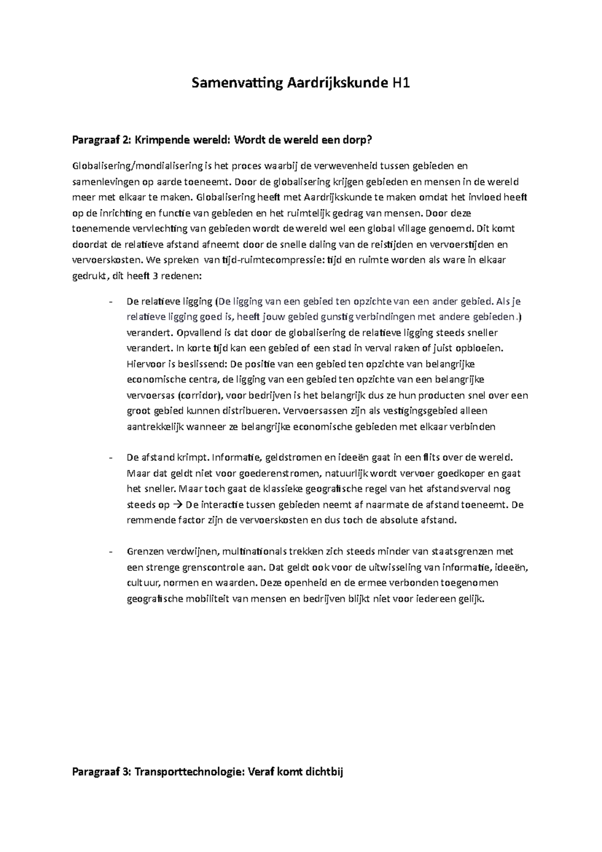 5VWO - Samenvatting Aardrijkskunde H1 - Samenvatting Aardrijkskunde H Paragraaf 2: Krimpende ...