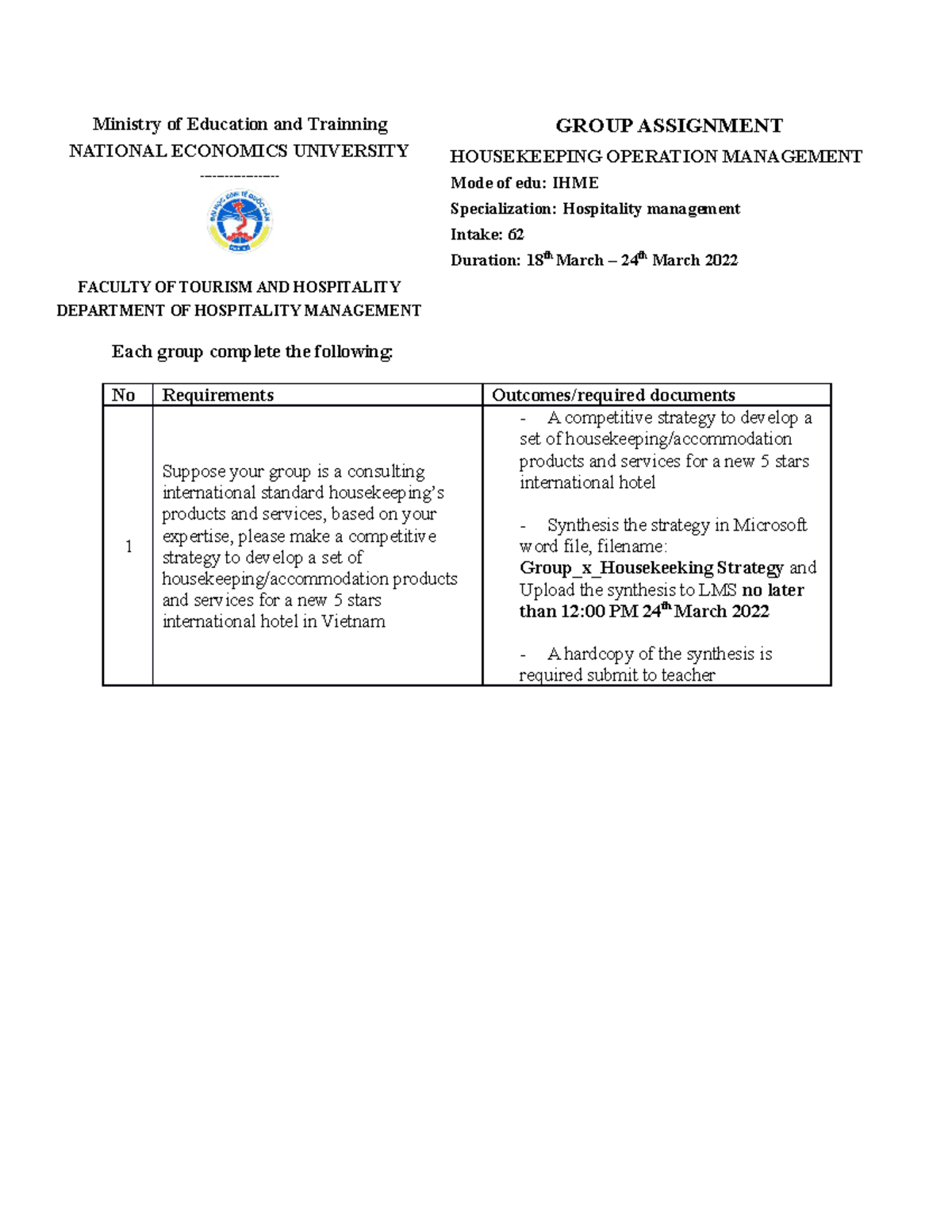 Group Assignment 2 HK IHME62 - Ministry of Education and Trainning ...