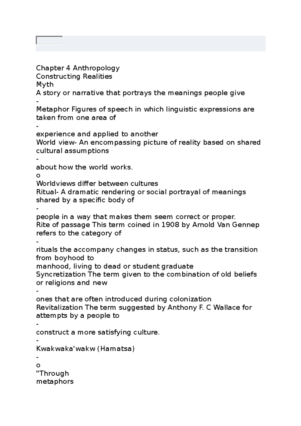 Chapter 4 Anthropology - Chapter 4 Anthropology Constructing Realities ...