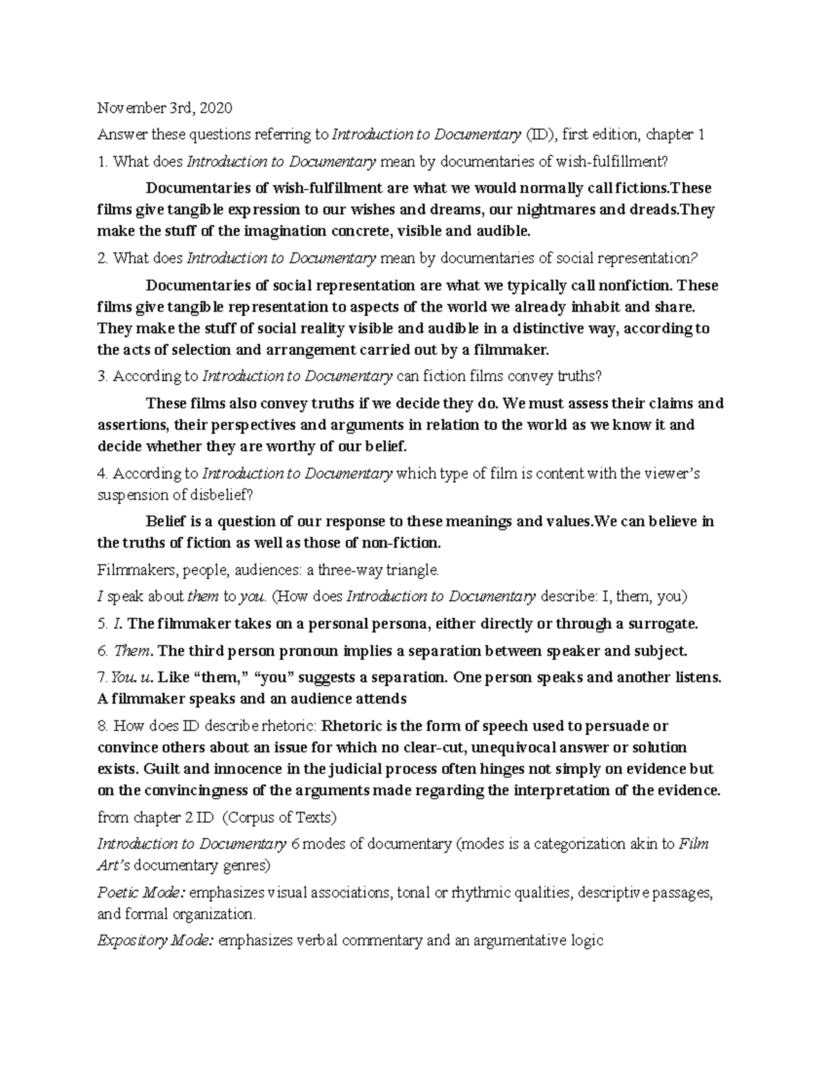 Film Assignment 8 - Professor Filippo's online course 2020. - November ...