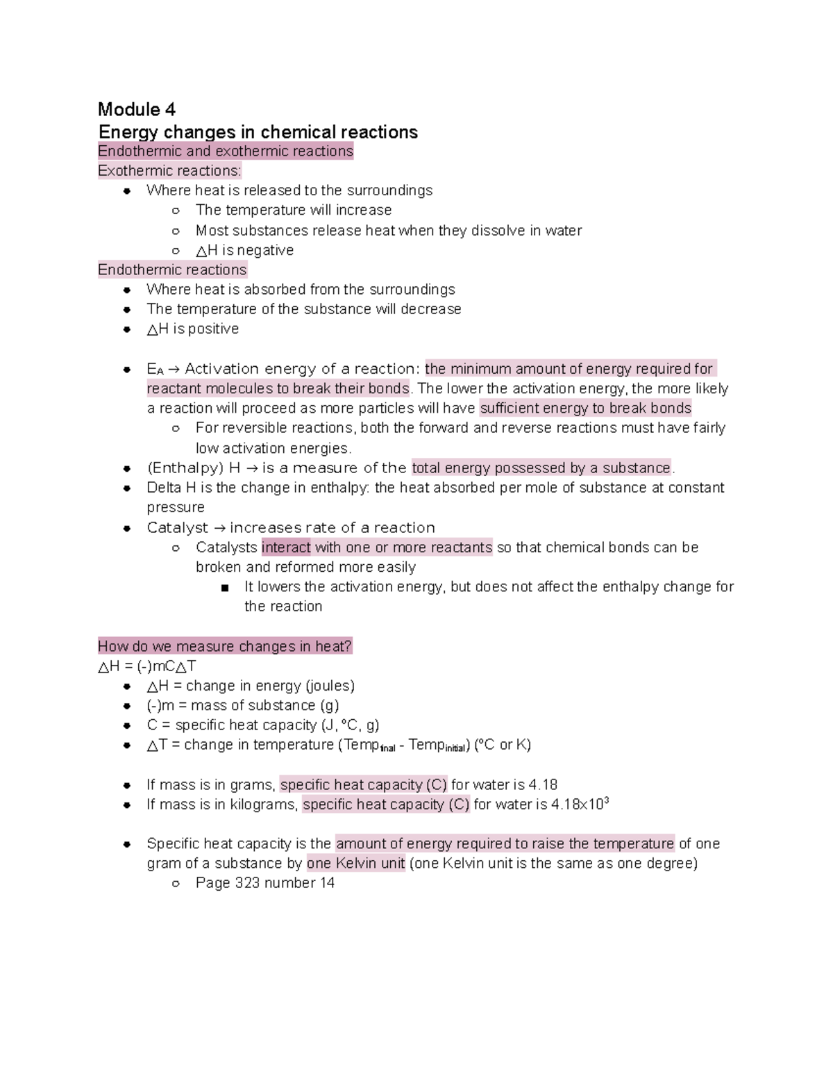 Module 4 chemistry - Module 4 Energy changes in chemical reactions ...