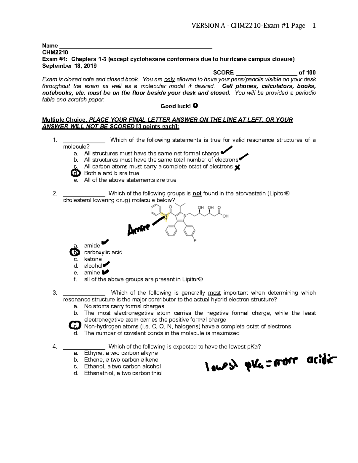 CHM2210-Exam+1+Chapters+1-3+091819 - Name