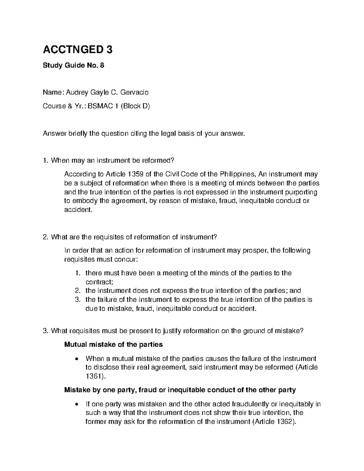 AcctngEd 3 Study Guide 8 BS Management Accounting 1 - ACCTNGED 3 Study ...