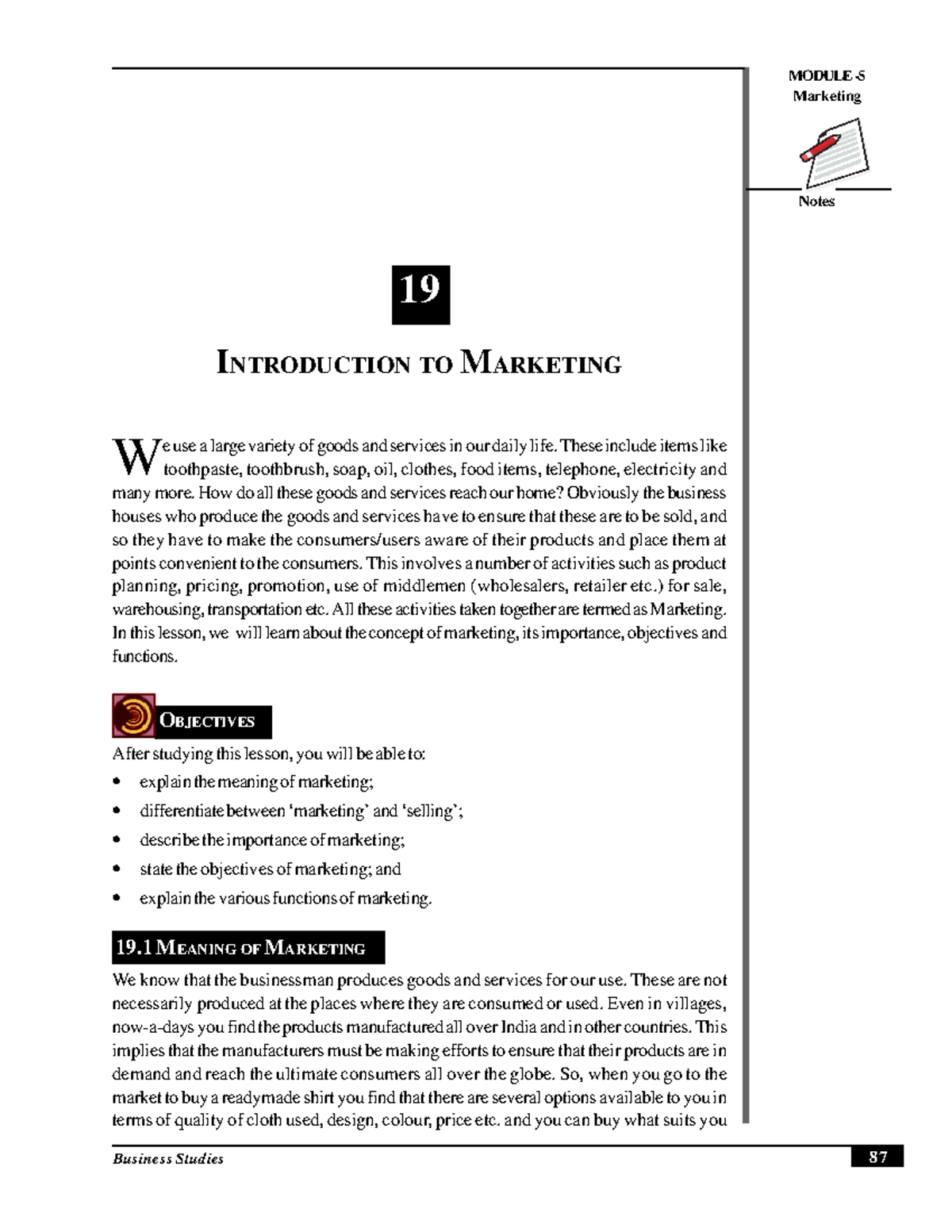 Chap 1 Into to Marketing - Business Studies 87 Notes Marketing 19 ...