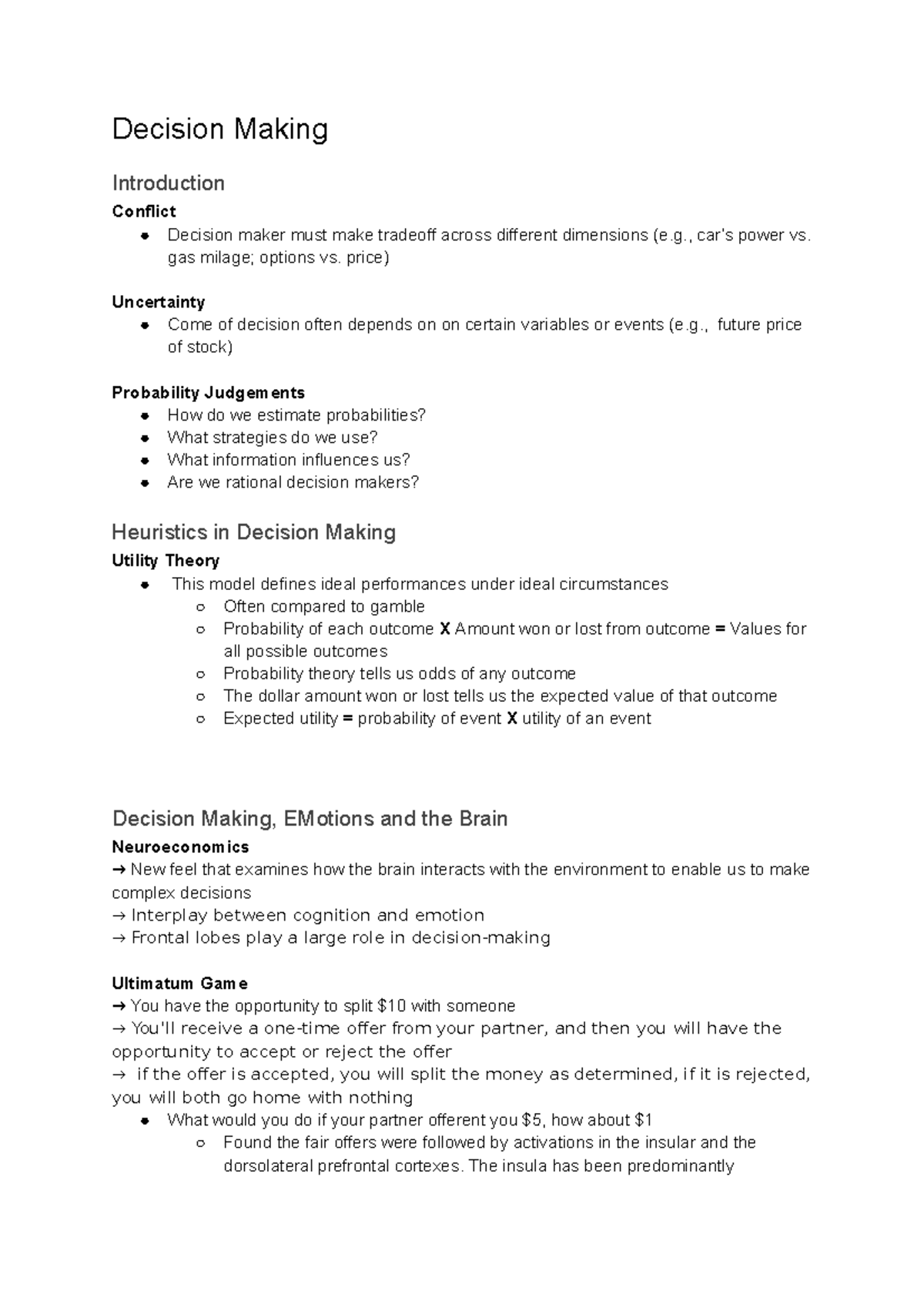 Psych 207 Module 11 notes - Decision Making Introduction Conflict ...