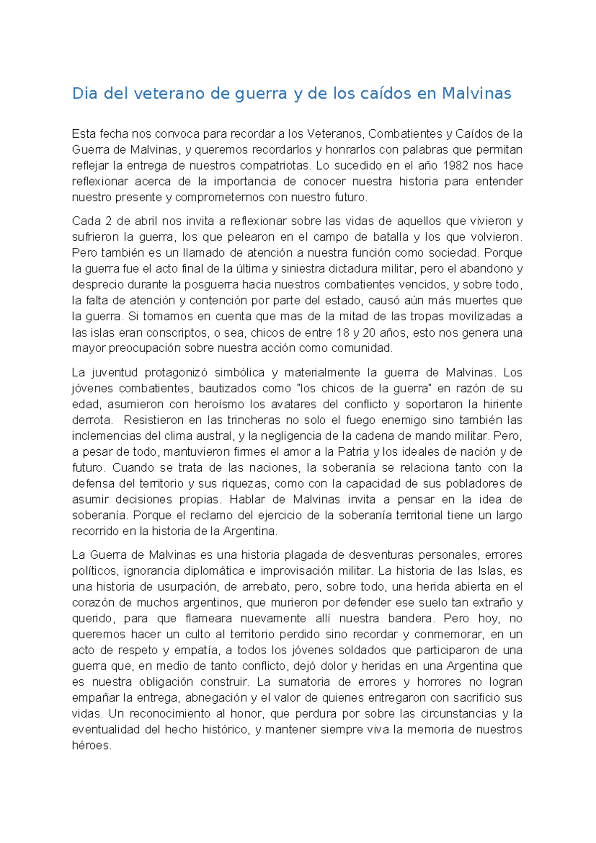 Día del Veterano de Guerra y de los Caídos en Malvinas - Dia del ...