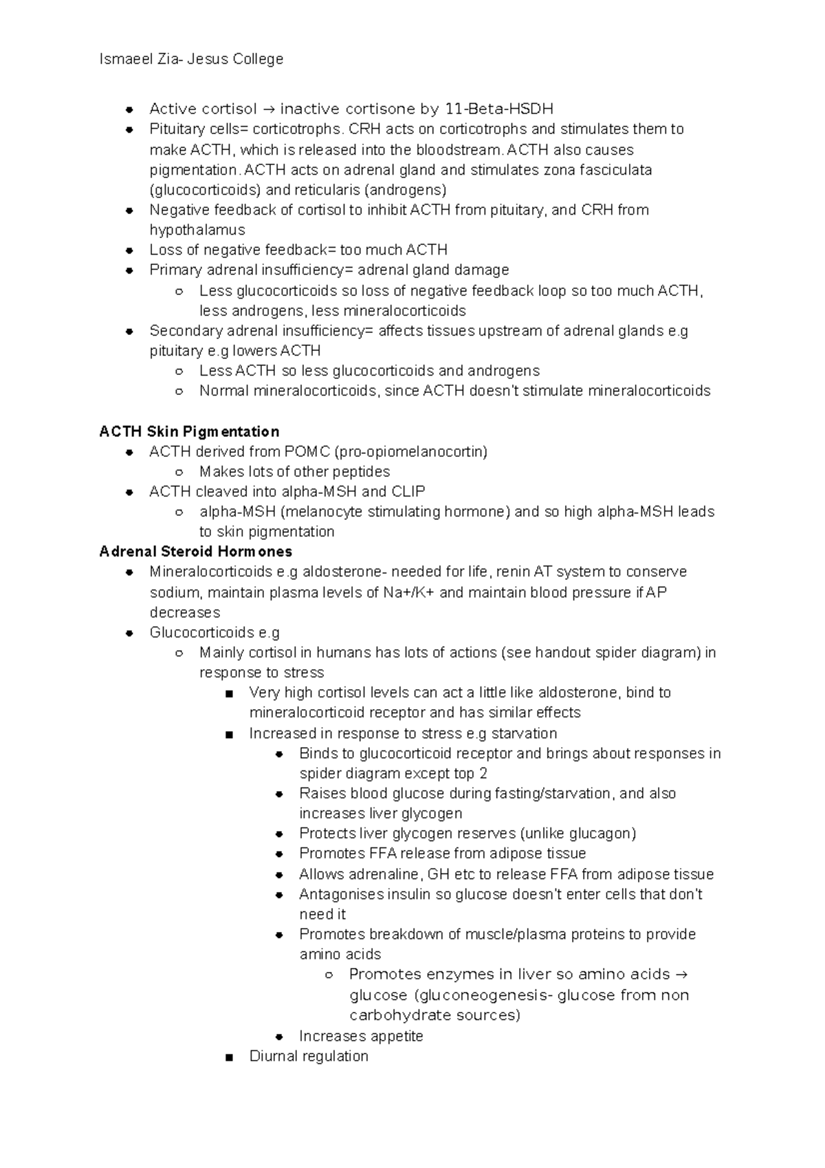 Endocrinology Lecture 2 - Active cortisol → inactive cortisone by 11 ...