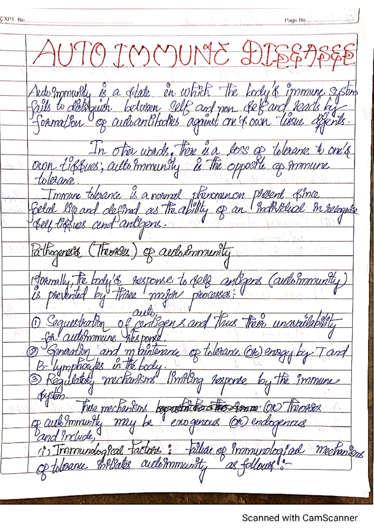 Autoimmune disease - These are lecture notes - Bachelor of medicine and ...