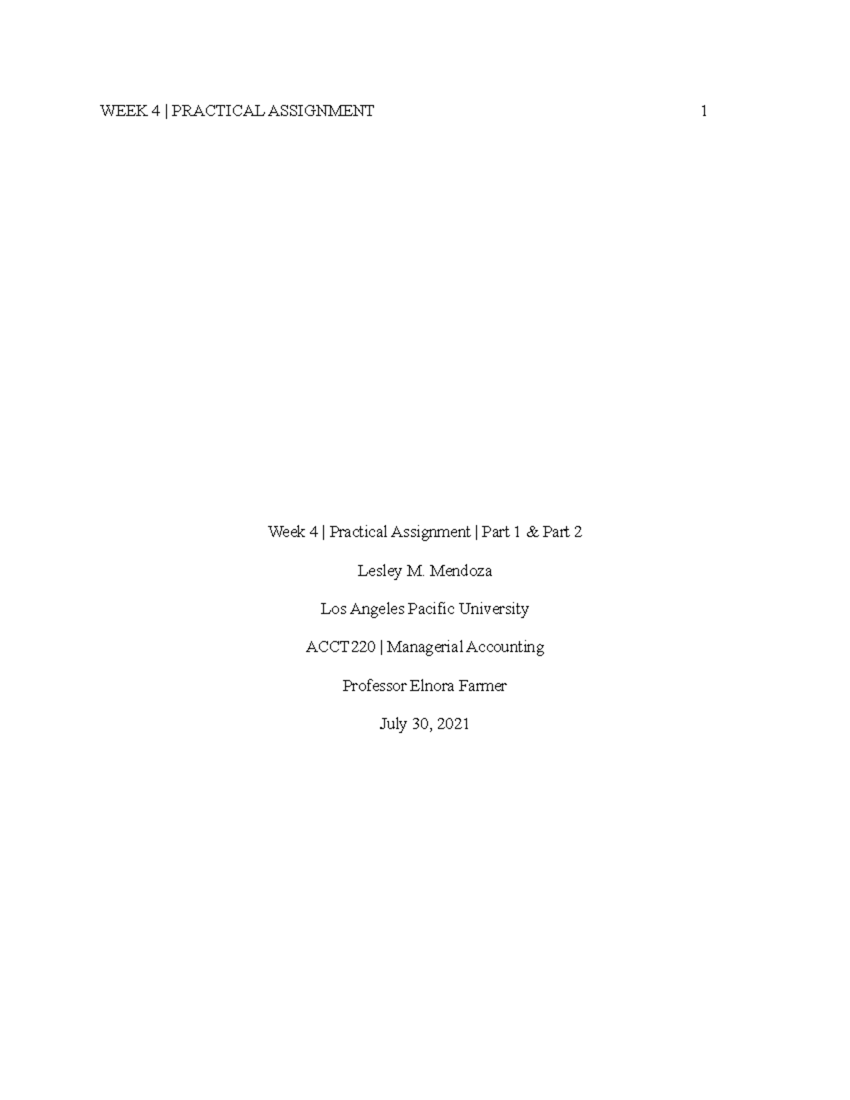 WEEK 4 Practical Assignment - ACCT 210 - Studocu