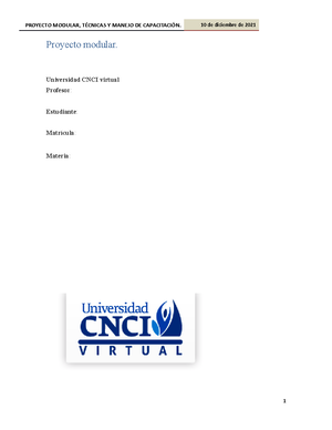 Proyecto Modular Tecnicas y Manejo de Capacitacion - Universidad CNCI Licenciatura ...