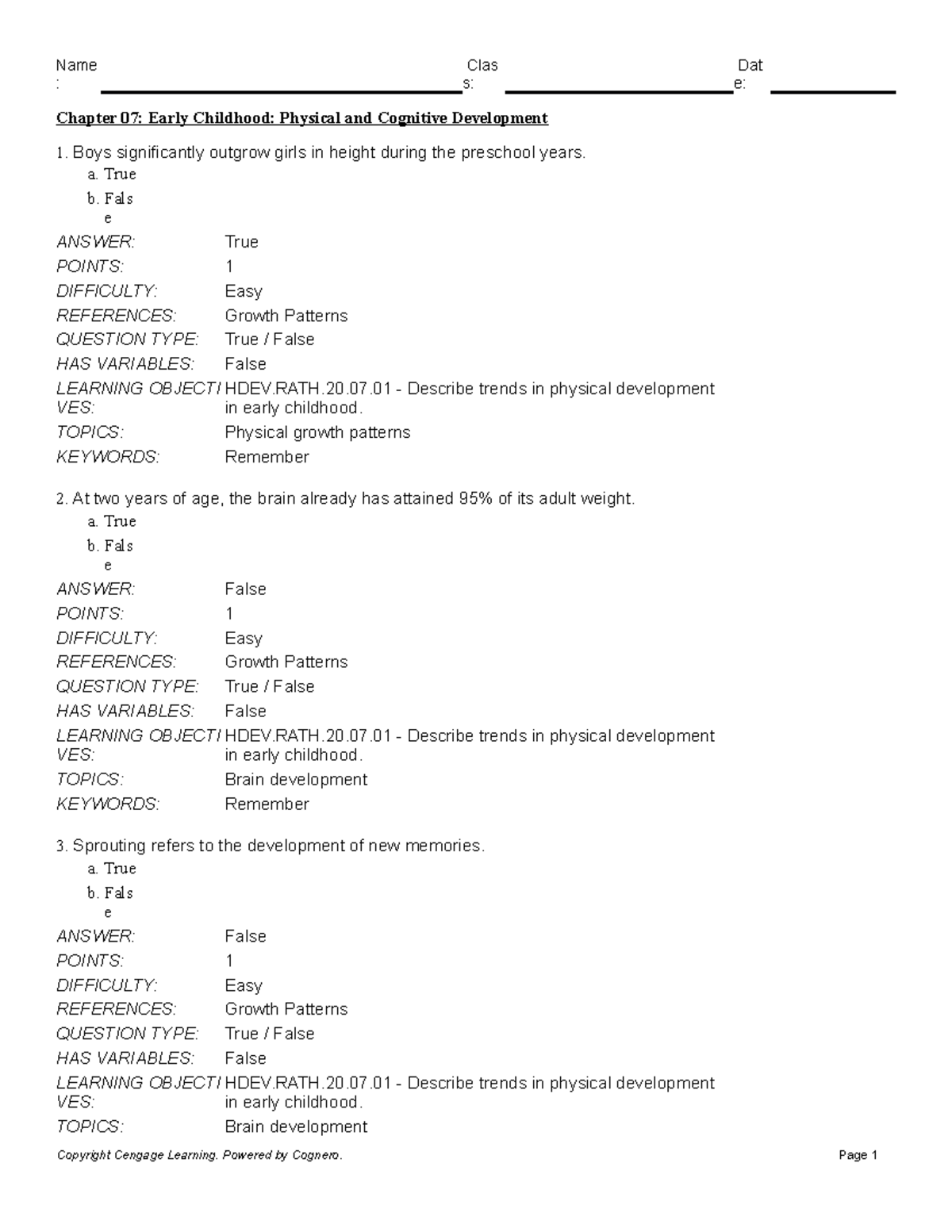 Chapter 07 Early Childhood Physical and Cognitive Development - : s: e ...