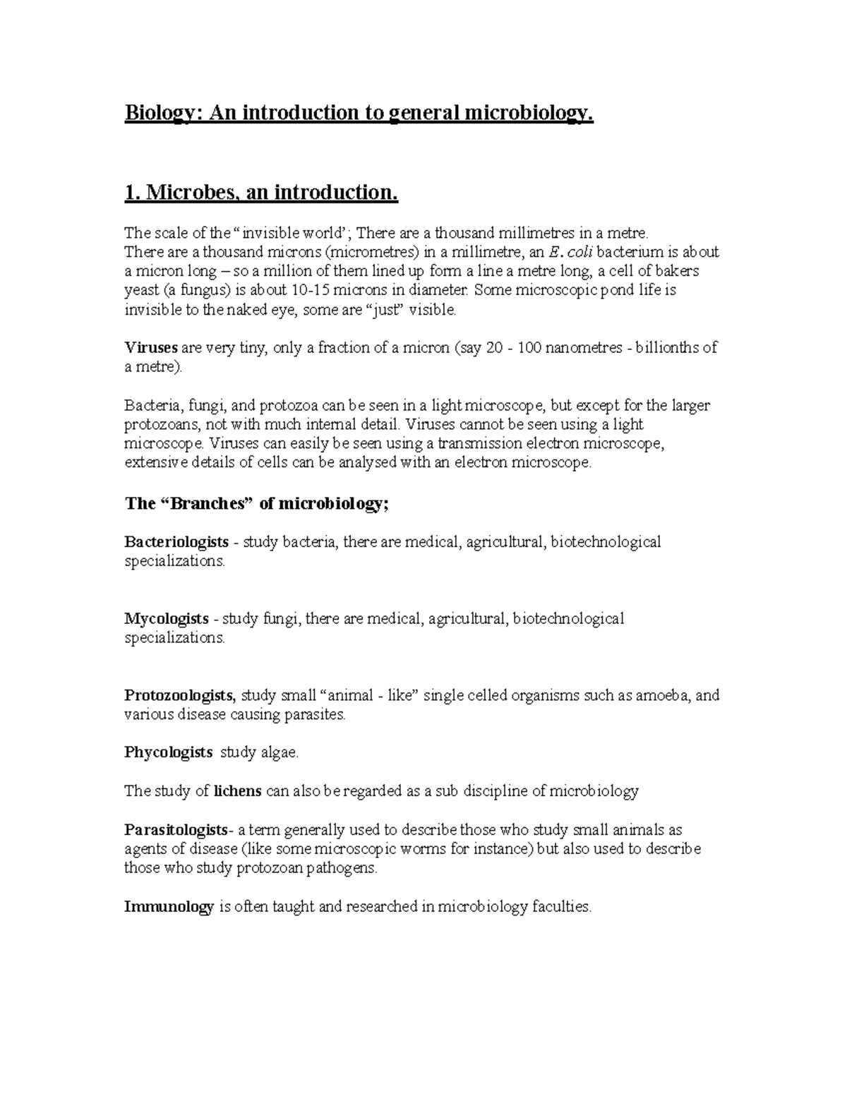 An introduction to general microbiology - 1. Microbes, an introduction ...