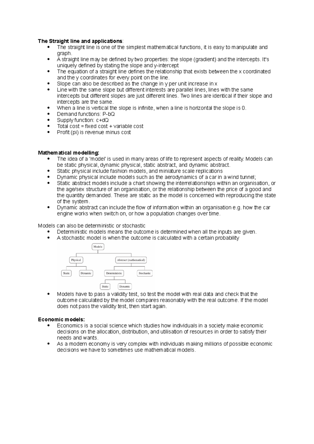 Quantitative methods in economics - The Straight line and applications ...