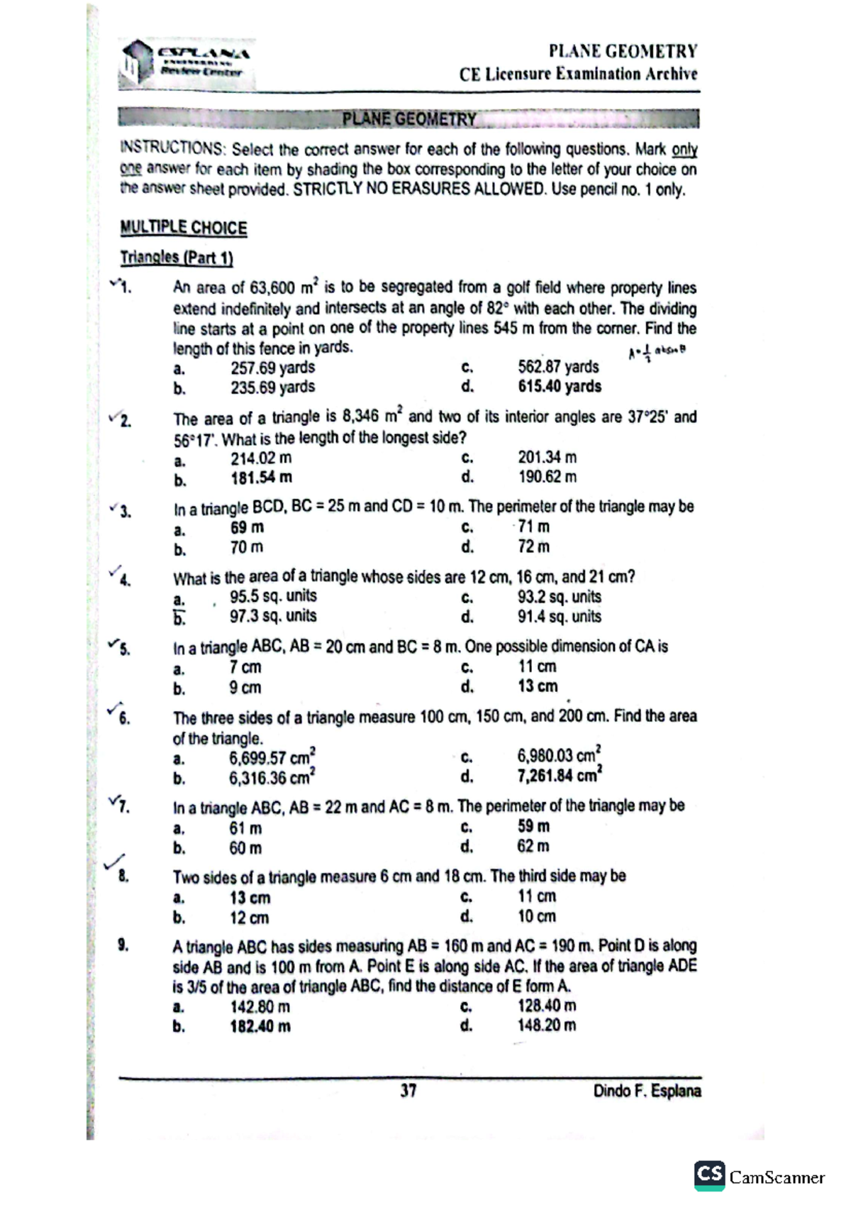 03 Plane Geometry. CELE ARCHIVE - ESPLANA - BS Civil Engineering - Studocu