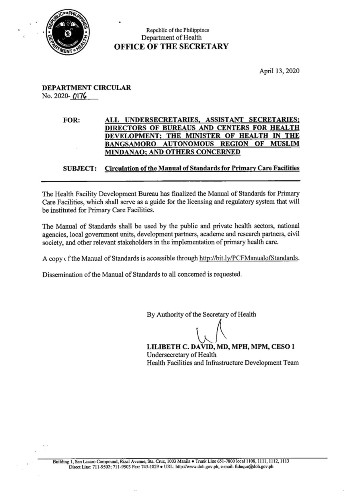 Dc2020-0176 - DOH circular - Republic of the Philippines Department of ...