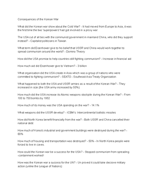 The Korean War - notes - The Korean War three c's of war - causes ...