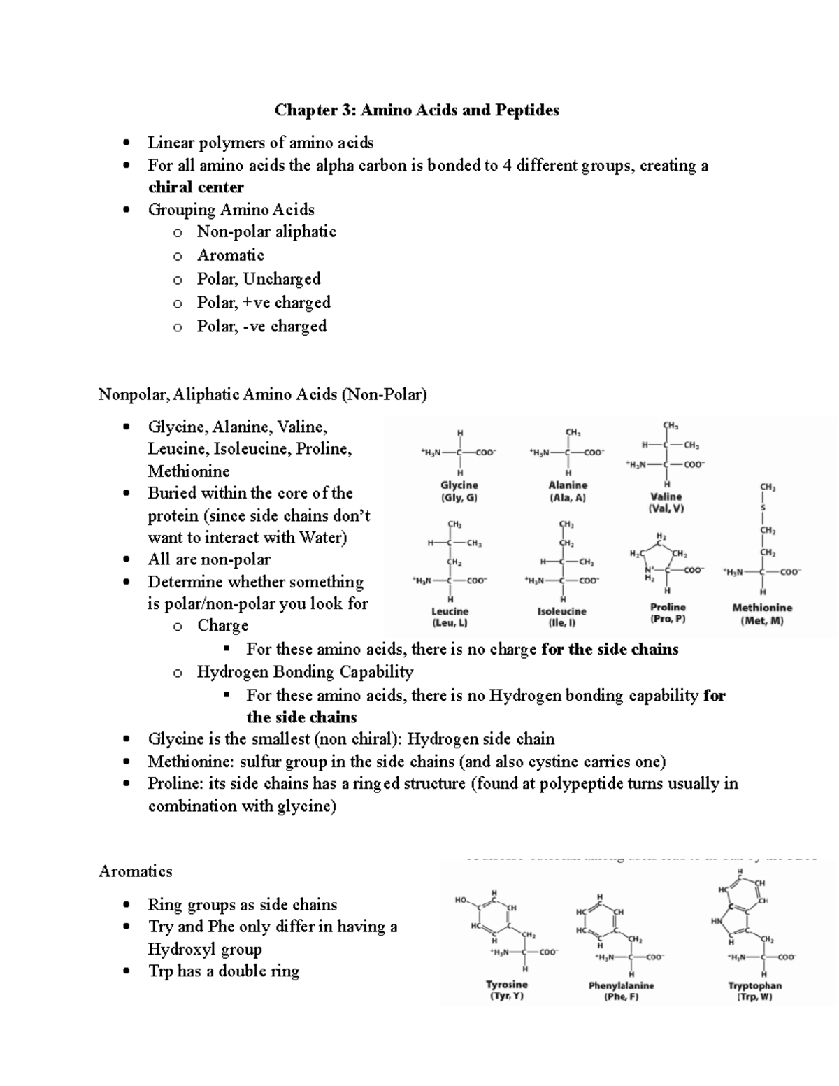 Chapter 3 - Scott Napper Notes - Chapter 3: Amino Acids and Peptides ...